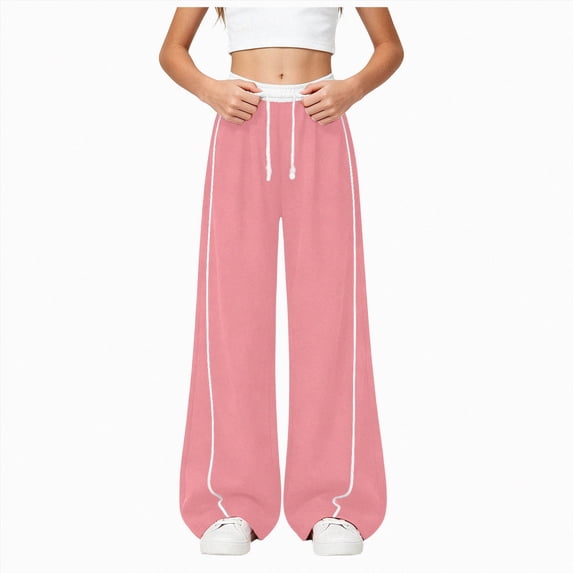 CAUYDY Teen Girls Sweatpants Wide Leg High Waist Striped Lightweight ...