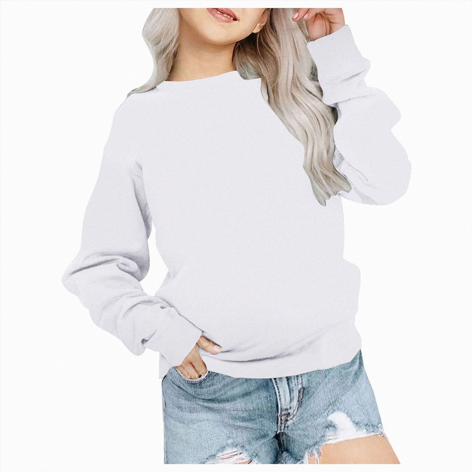 CAUYDY Teen Girls Sweatshirts Crewneck Fleece Oversized Pullover ...