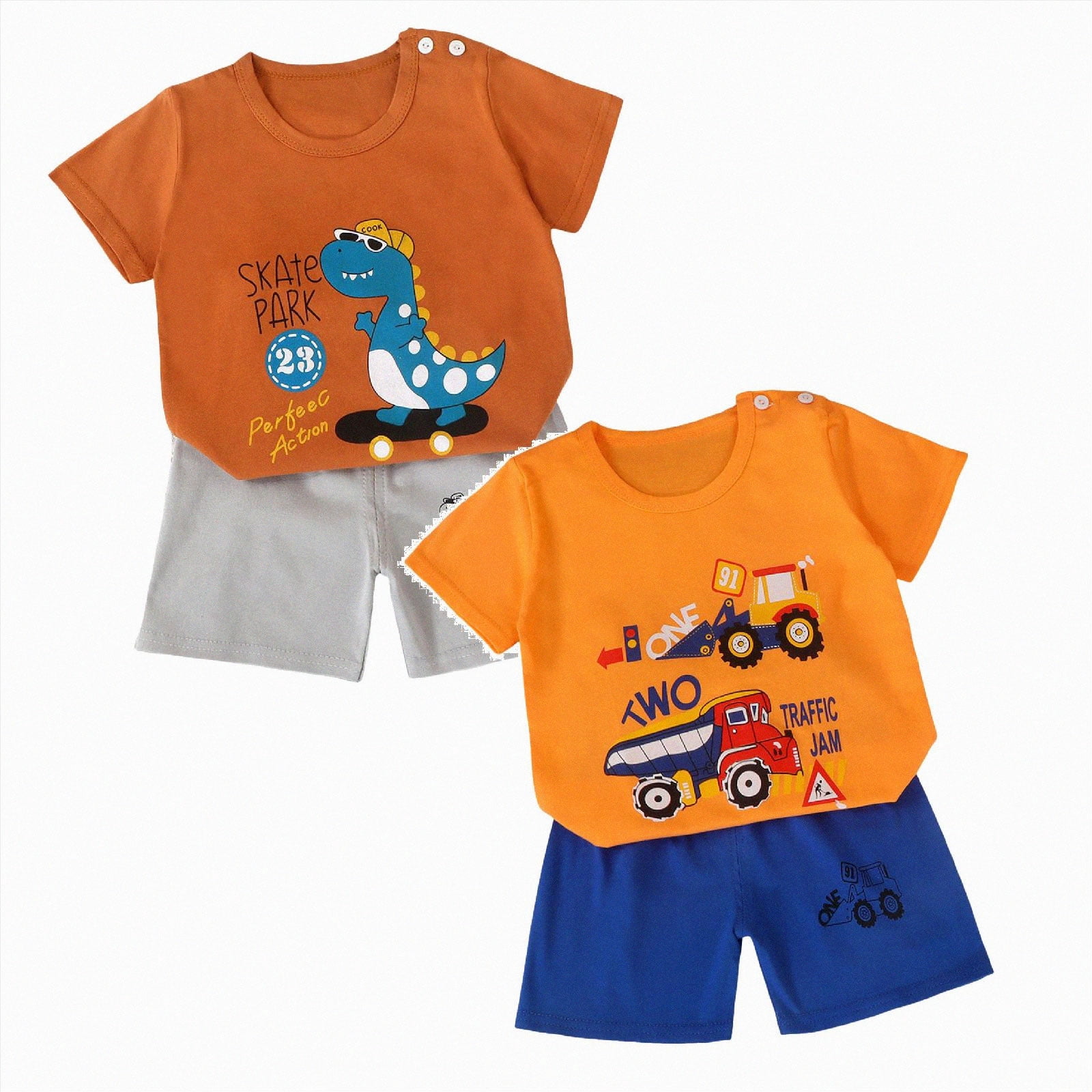 CAUYDY Toddler Baby Boy Clothes Boys Summer Outfits Dinosaur T-Shirt ...