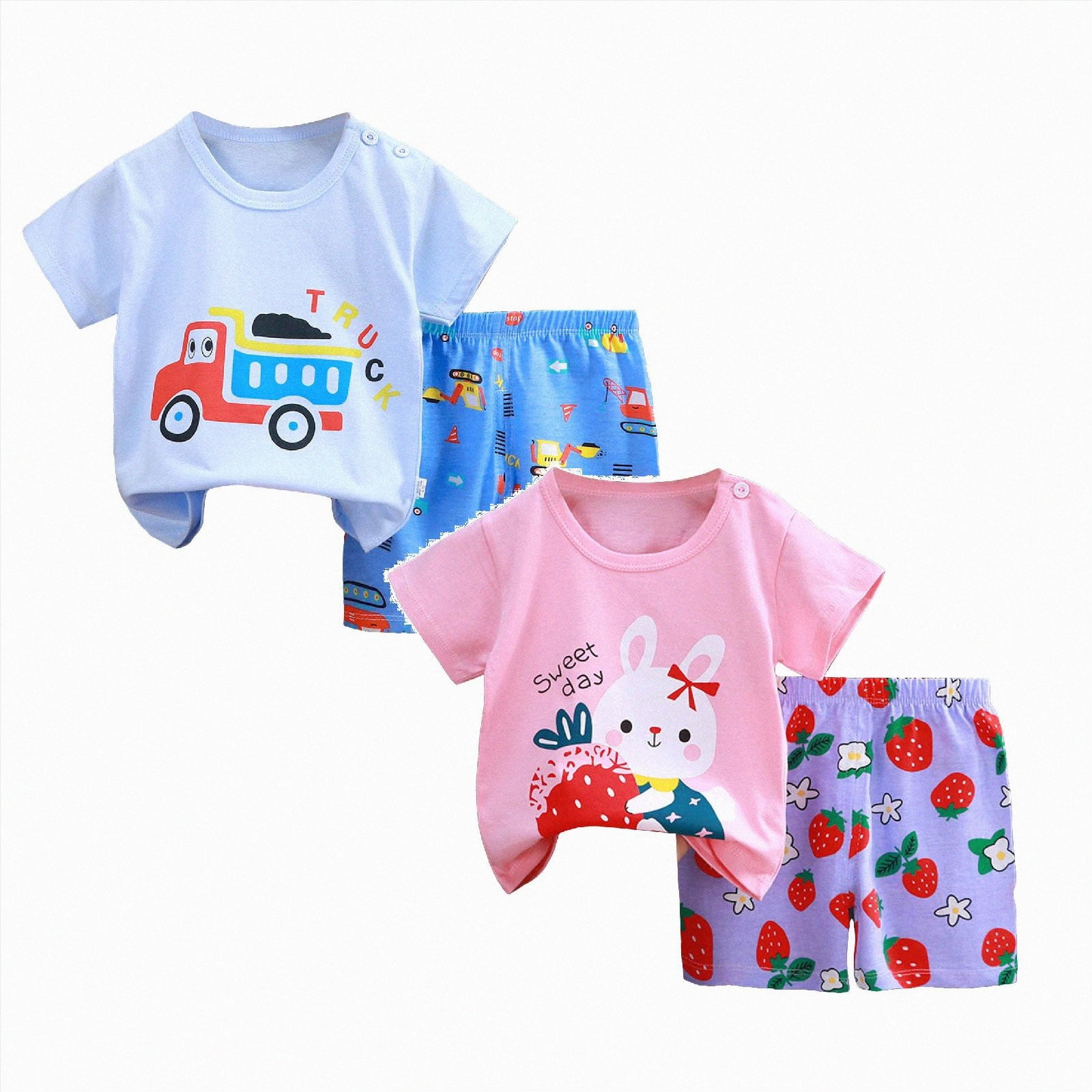 CAUYDY Toddler Baby Boy Clothes Summer Shorts Sets Short Sleeve Rabbit ...