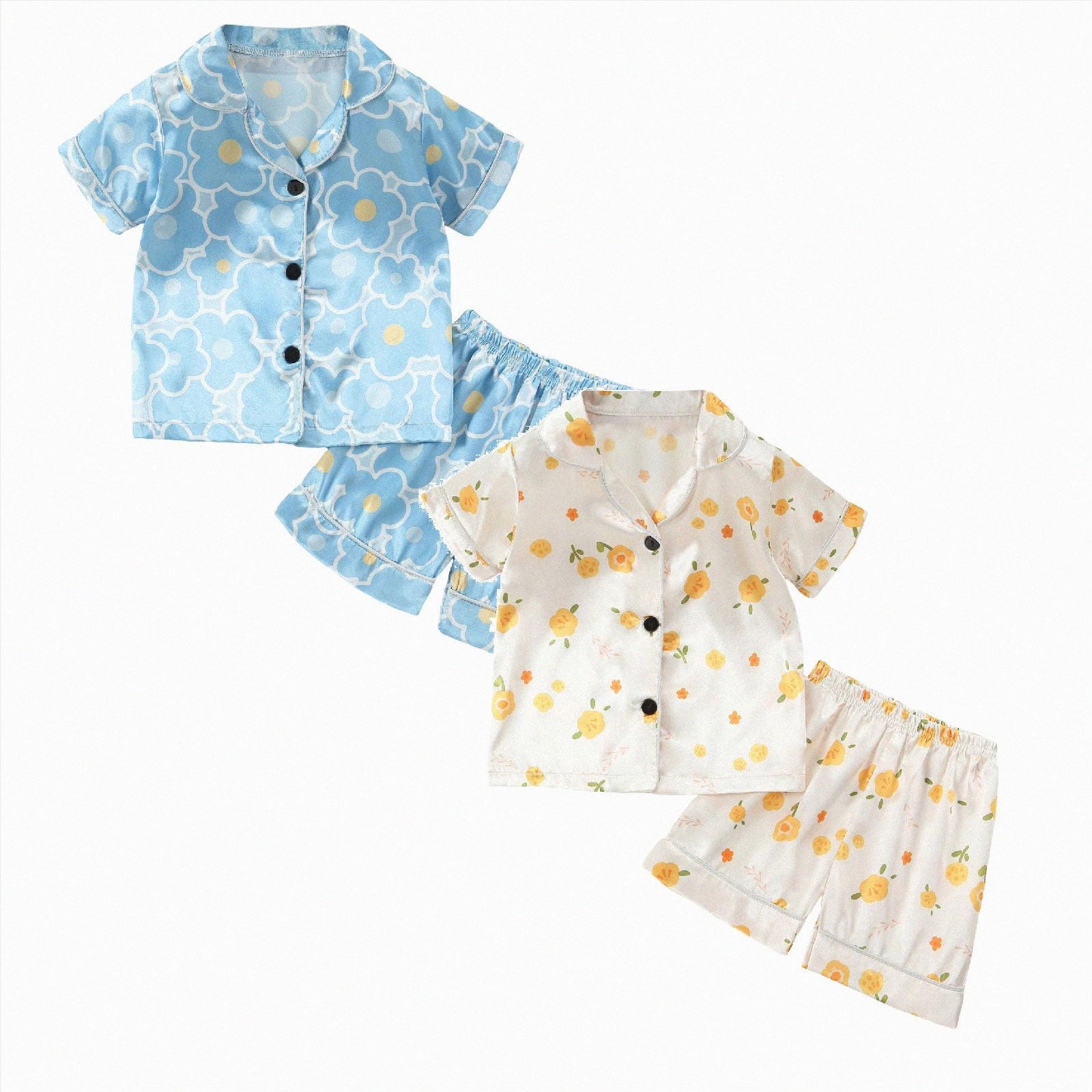 CAUYDY Toddler Baby Boy Summer Clothes Flower Print Short Sleeve Button ...