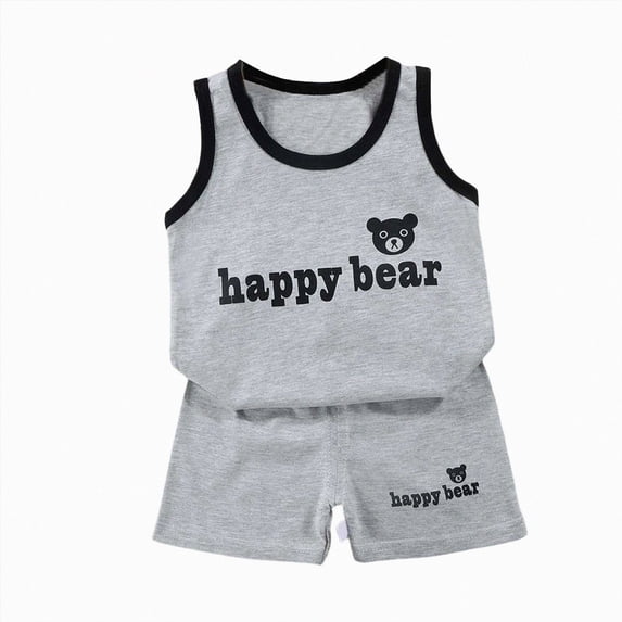 CAUYDY Toddler Baby Boy Summer Clothes Print Tank Vest Top + Elastic ...