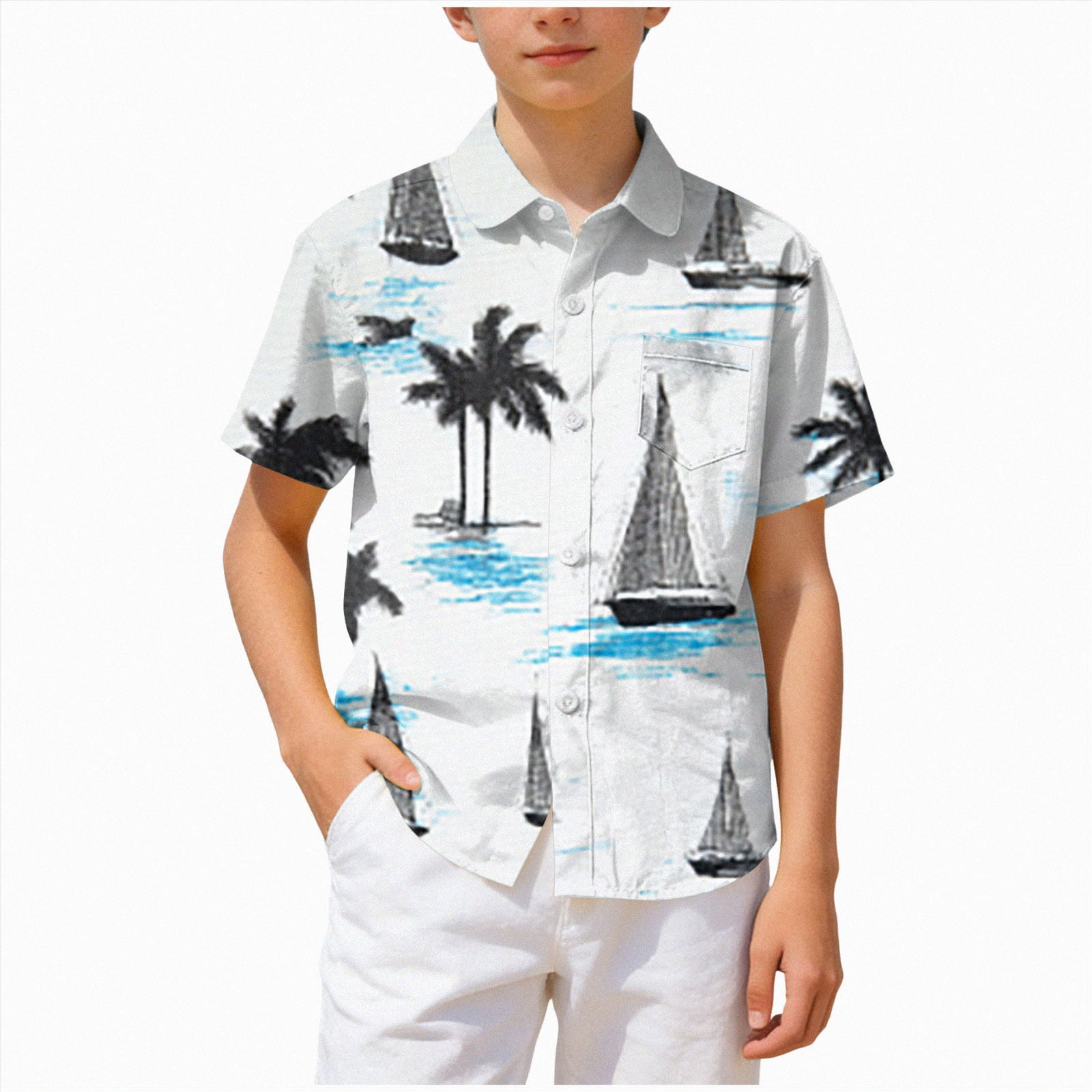 CAUYDY Toddler Baby Boys Shirt Short Sleeve Lightweight Button Down ...