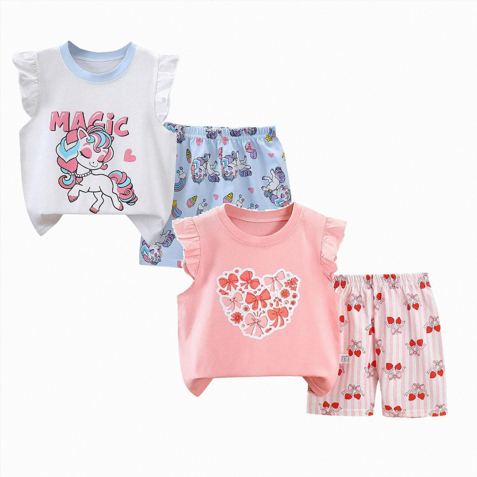 CAUYDY Toddler Baby Girl Summer Clothes Ruffle Sleeveless Top Printing ...