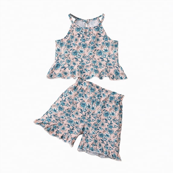 CAUYDY Toddler Baby Girl Summer Short Clothes Ribbed Ruffle Sleeve Tops ...