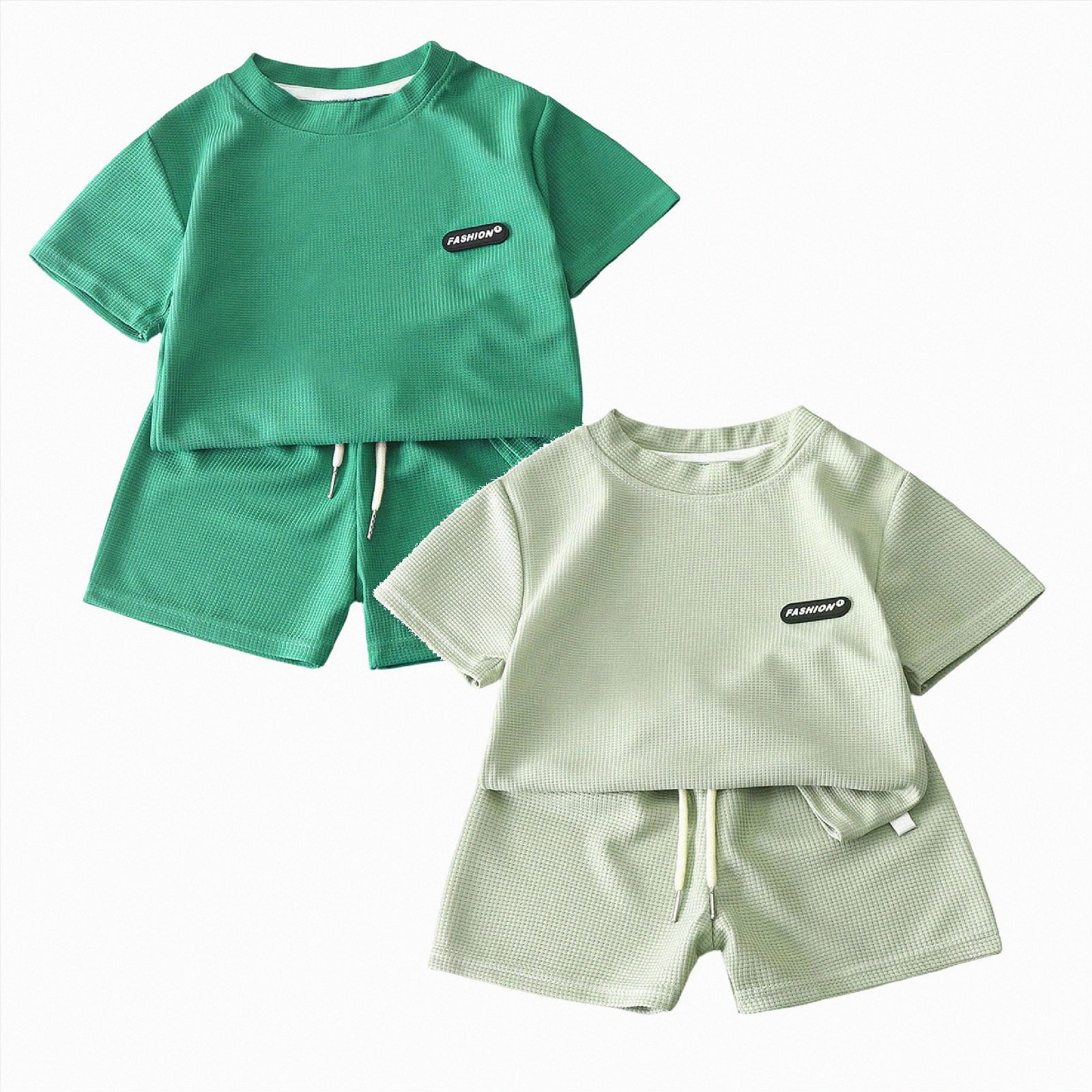 CAUYDY Toddler Baby Waffle Summer Clothes 4 Pieces Kids Short Sleeve ...