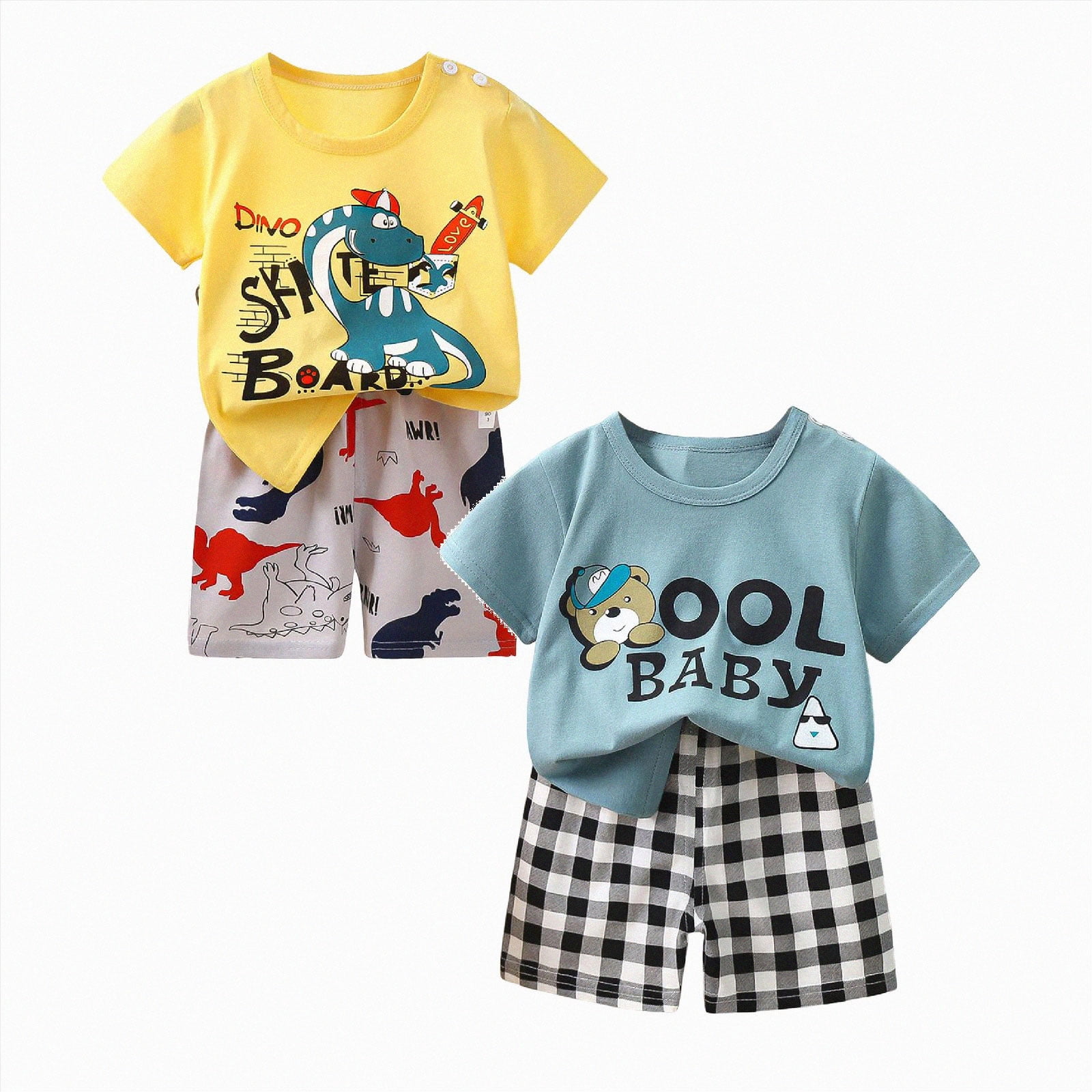 CAUYDY Toddler Boy Summer Short Clothes Sets Cotton Crewneck Tees ...