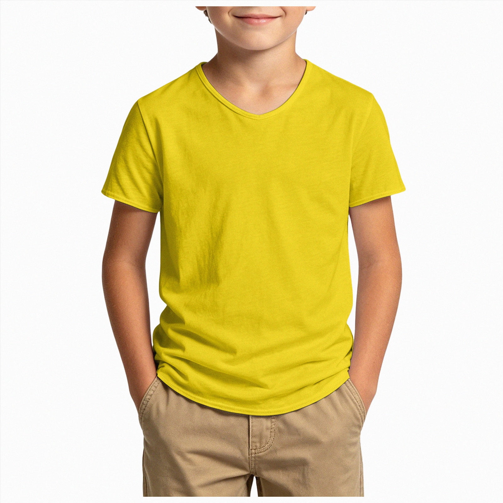 CAUYDY Toddler Boys Cotton Short Sleeve Shirts for Boys Kids V Neck T ...