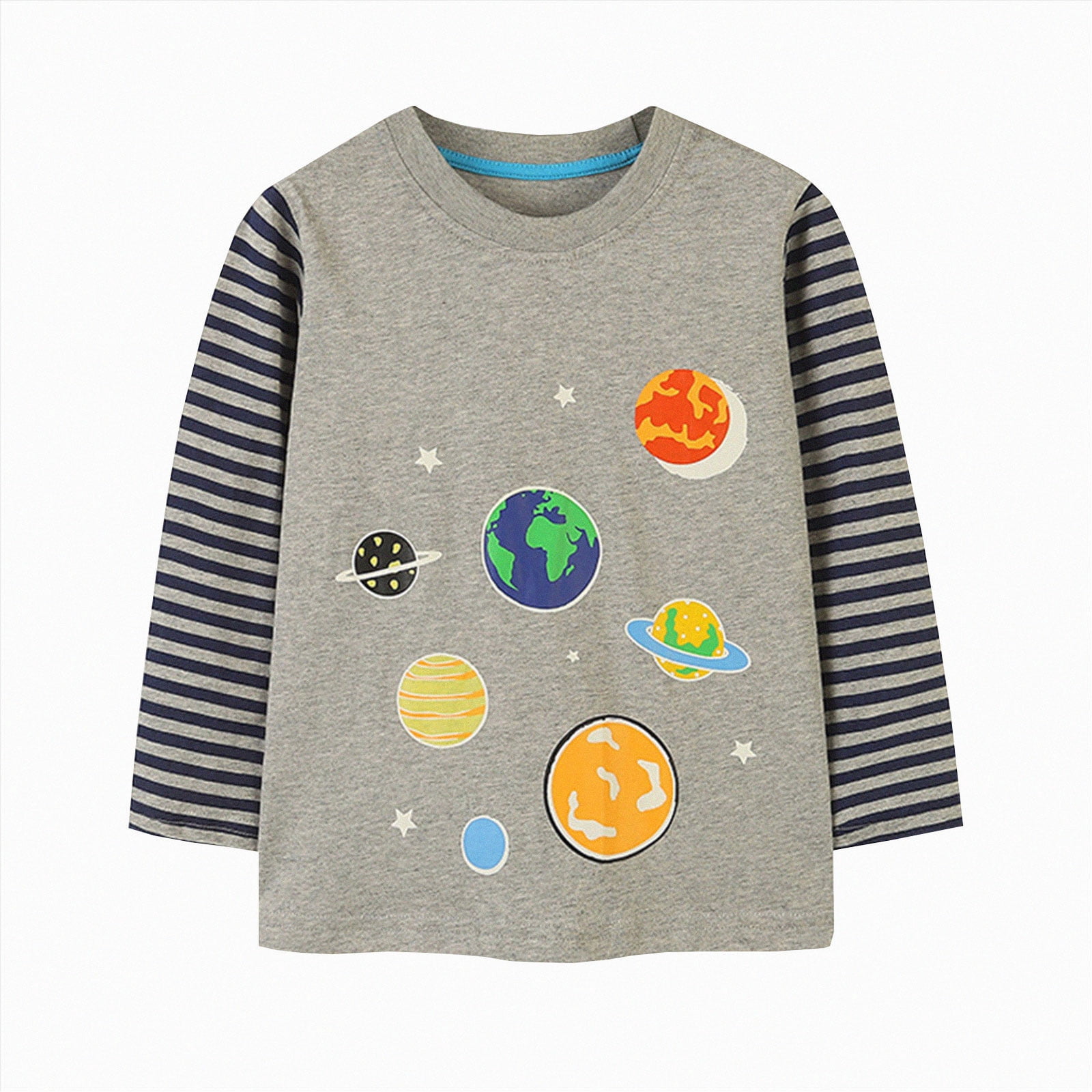 CAUYDY Toddler Boys Long Sleeve Shirts Cotton Casual Crewneck Planet ...