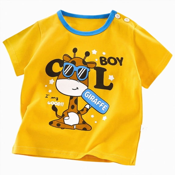 CAUYDY Toddler Boys Short Sleeve Cute Baby Animals Shirts Crew Neck ...