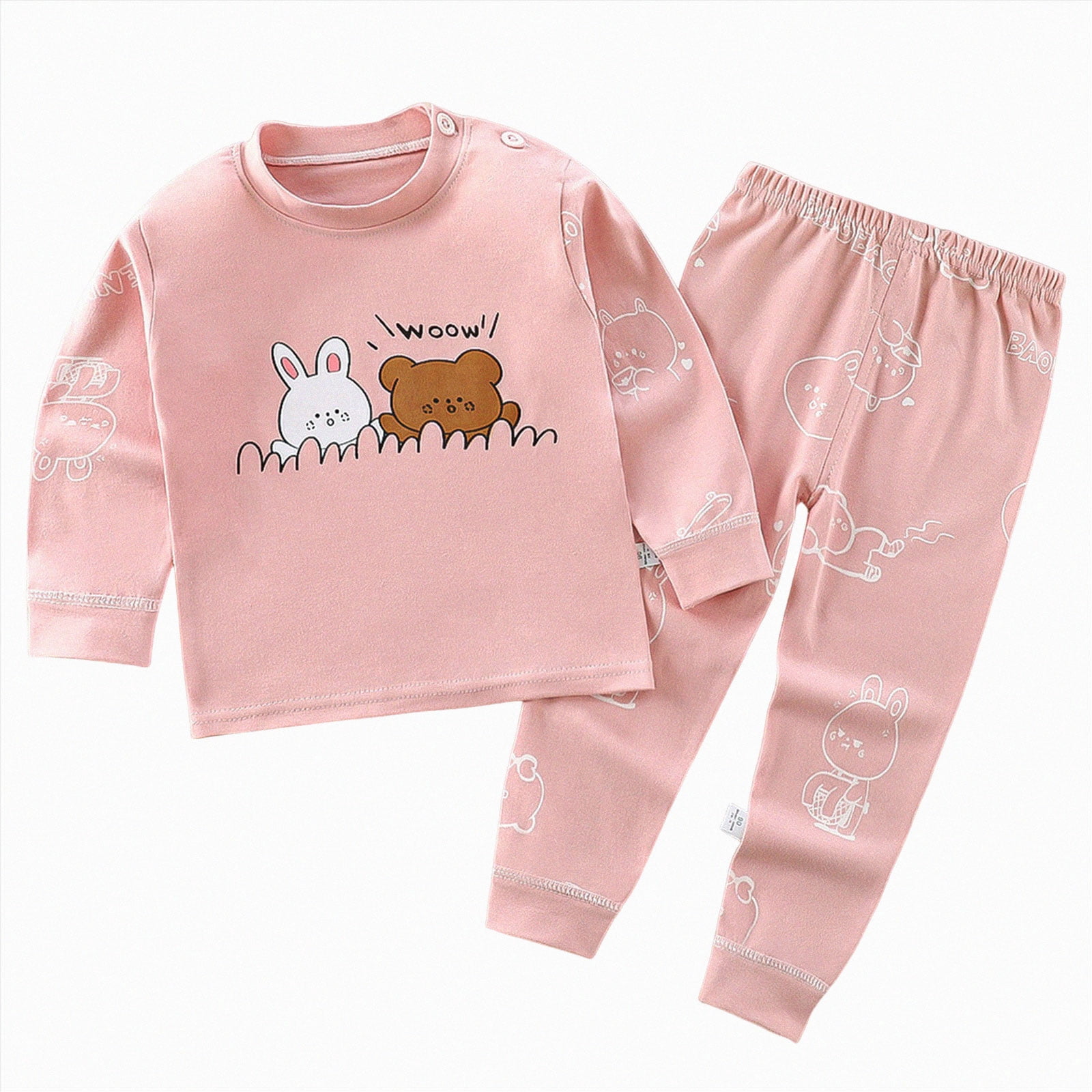 CAUYDY Toddler Girls Outfits Baby Boy Sleepwear Long Sleeve T-Shirt and ...
