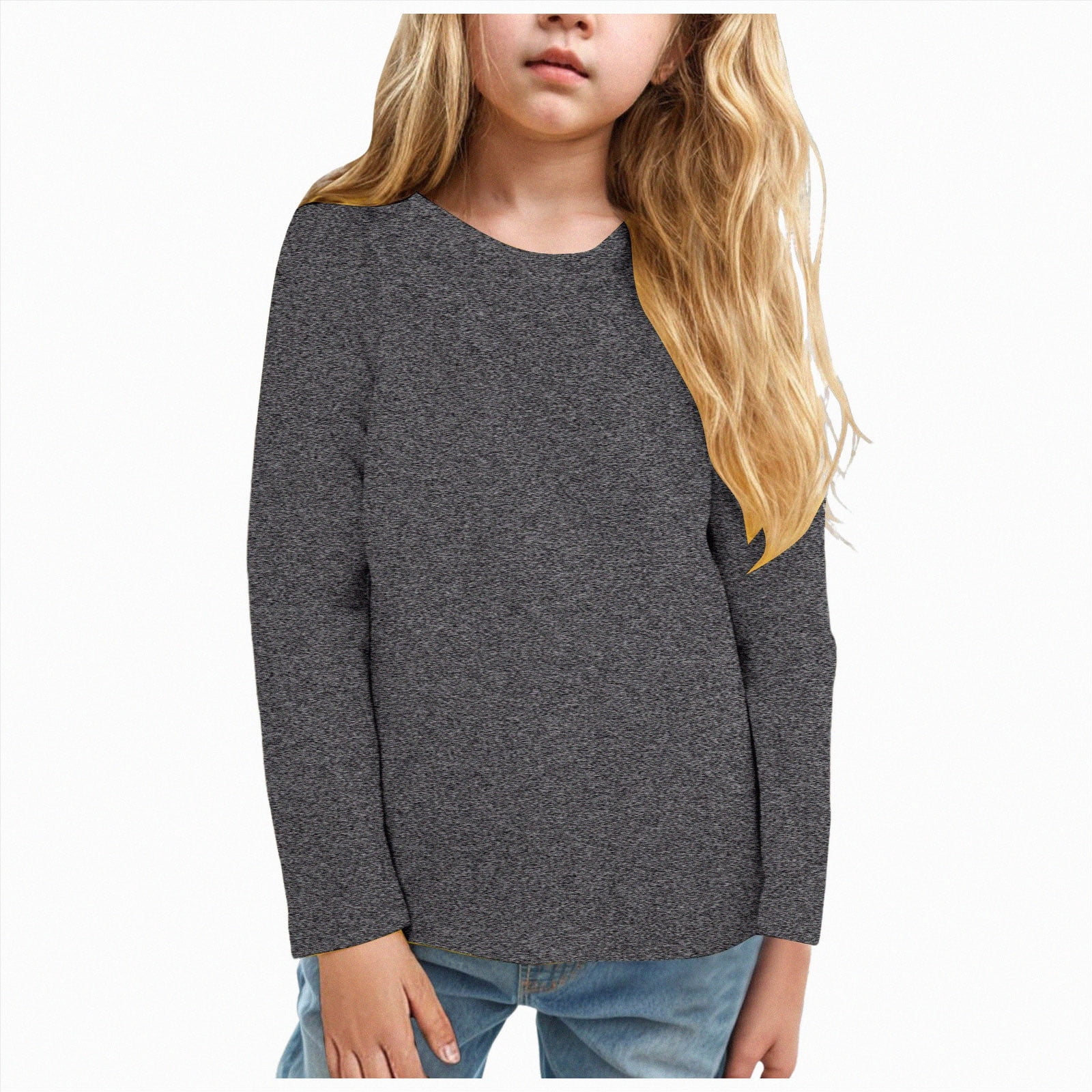 CAUYDY Toddler Kids Girls Boys Basic Solid Color Long Sleeve Crewneck ...