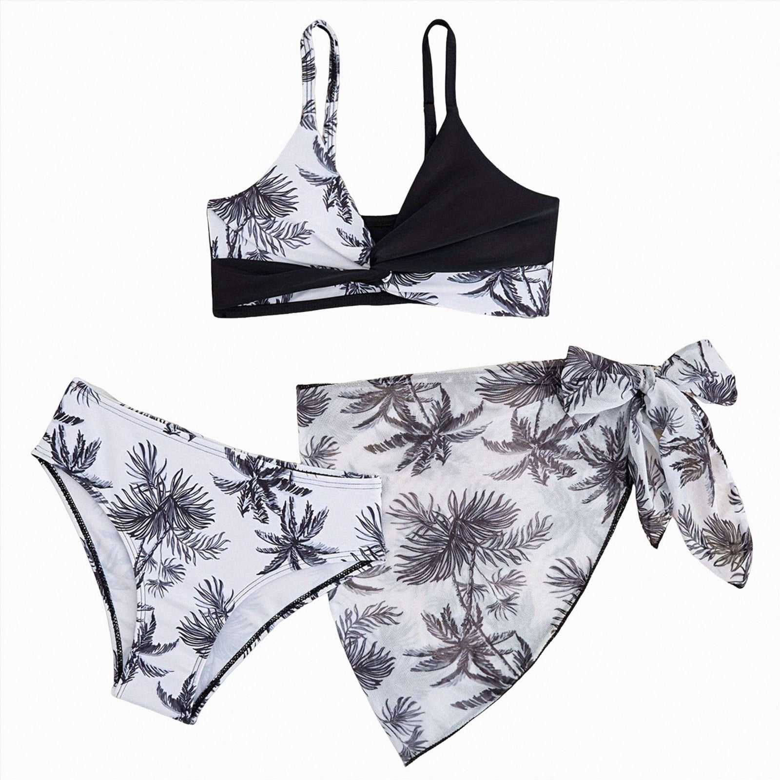 CAUYDY Tween Girls 3 Piece Bathing Suit Teen Girls Bikini Set with ...