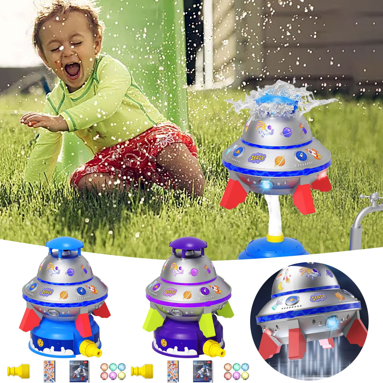 CAUYDY UFO Sprinkler Rocket Launcher Outdoor Water Toys for Kids,Water ...