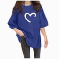 CAUYDY Women's Casual Heart Print Short Sleeve T Shirt Round Neck Basic ...