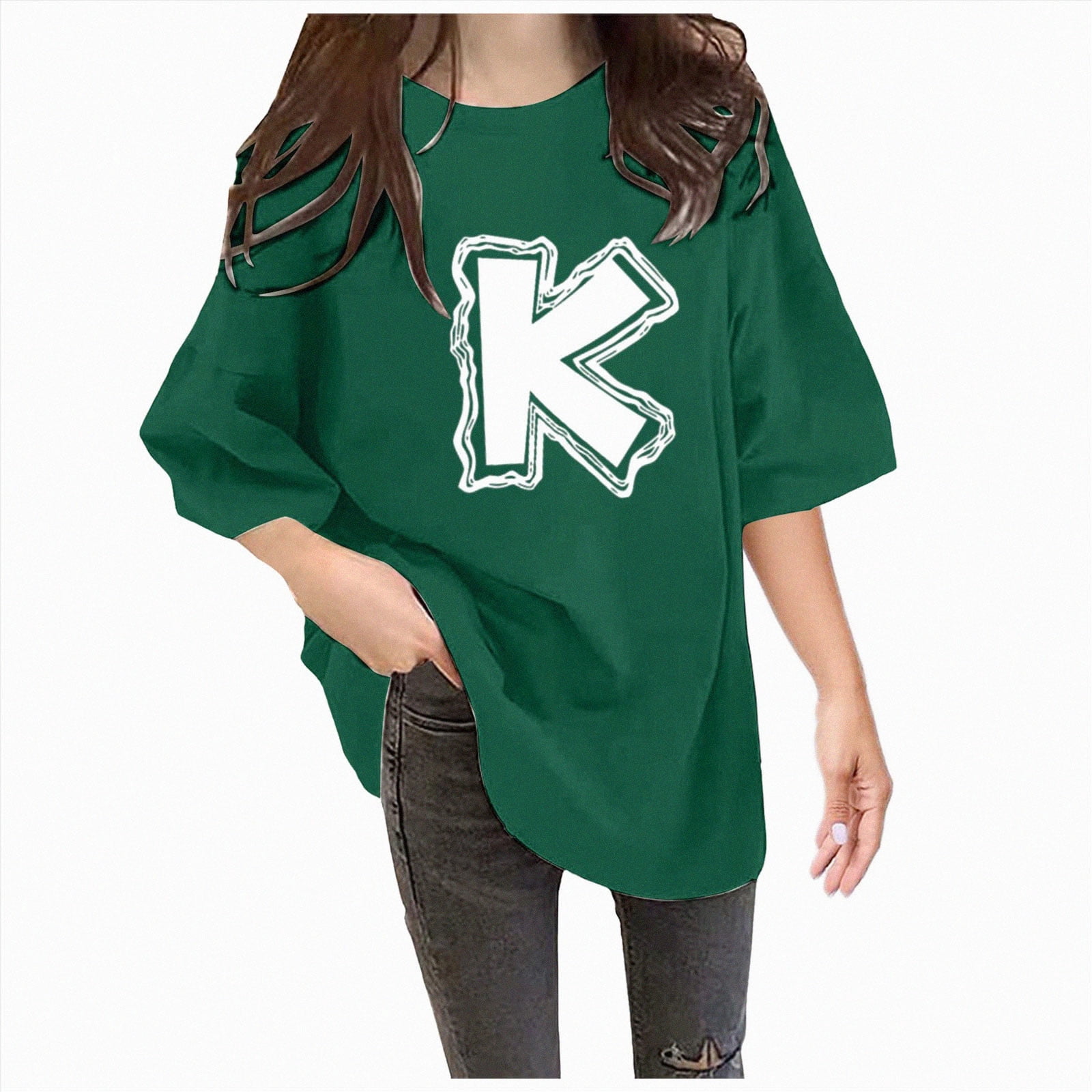 CAUYDY Womens Loose Fit Tshirts Letter Printing Short Sleeve Summer ...