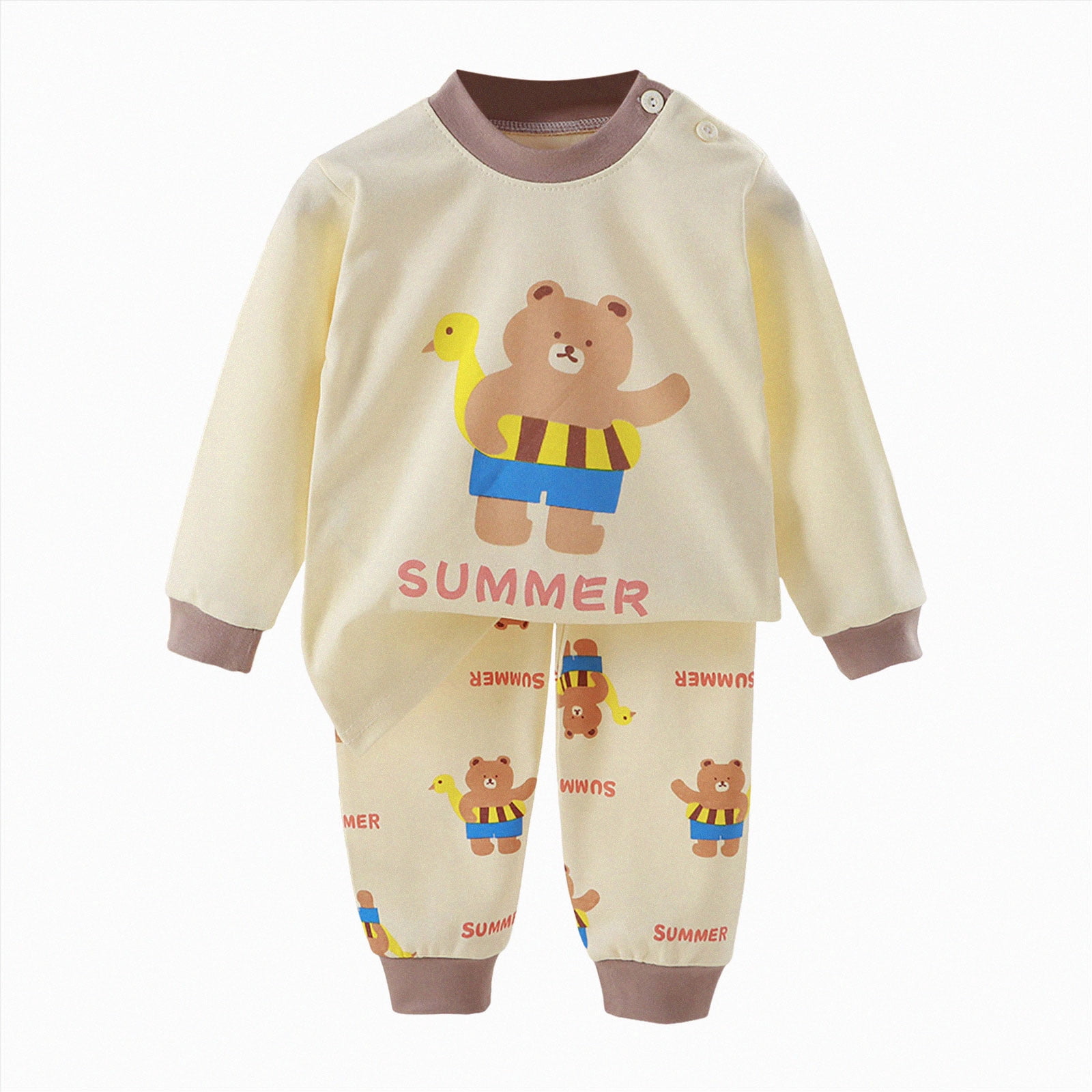 CAUYDY baby boys Cartoon Print Long Sleeve Top and Pants Snug Fit ...