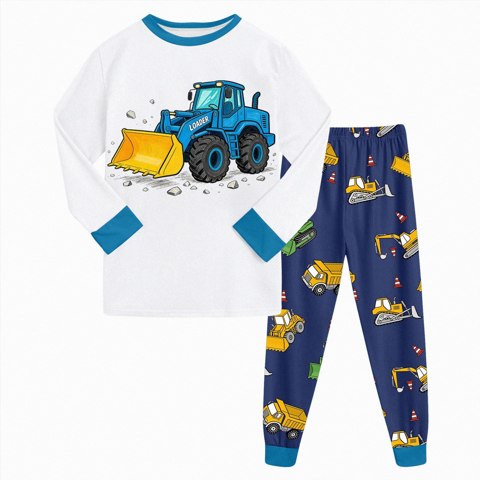 CAUYDYBoys Pajamas 2 Pieces Snug-fit Long Set Excavator Print Cotton ...