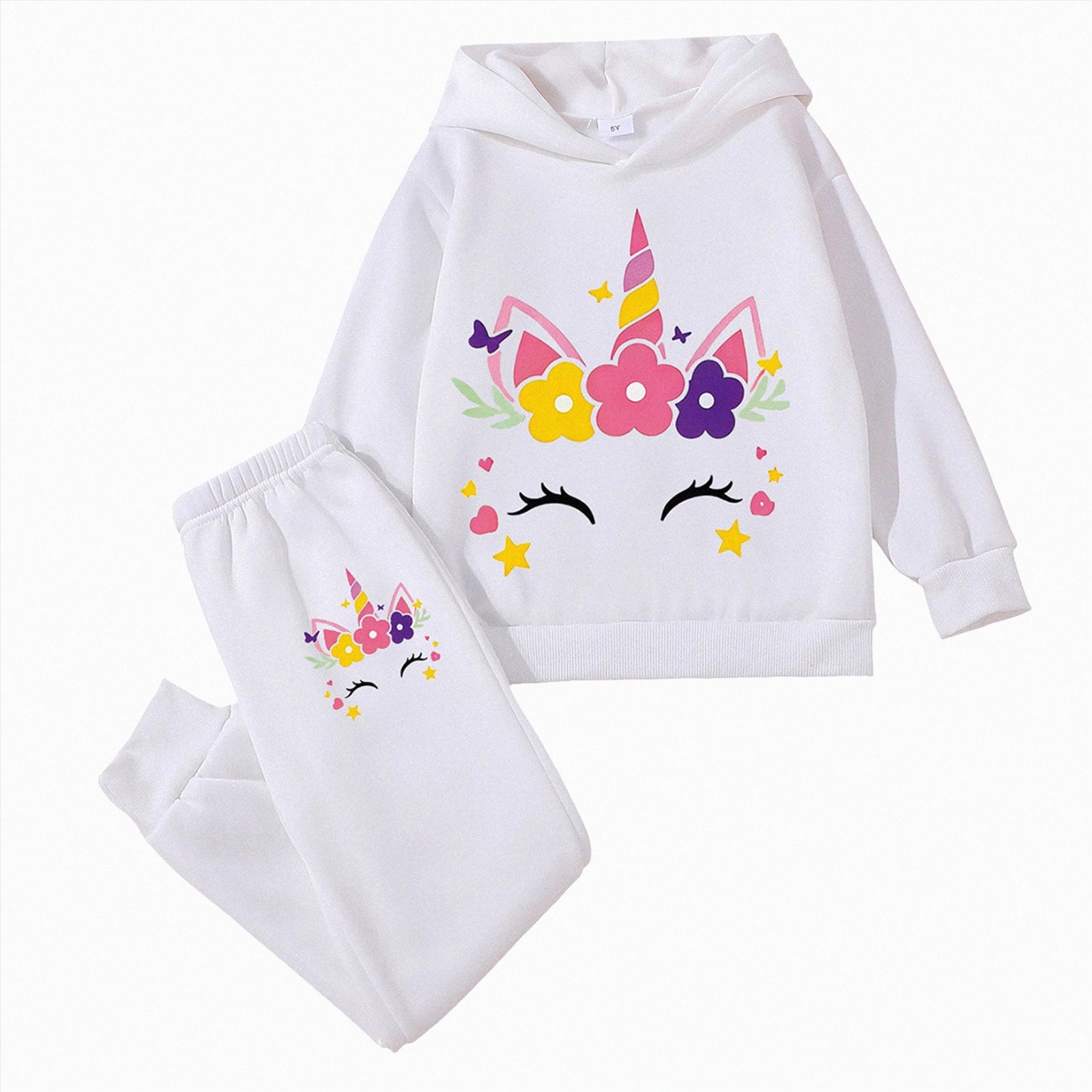 CAUYDYGirls 2 Piece Outfits Toddler Girls Unicorn Print Hooded and ...