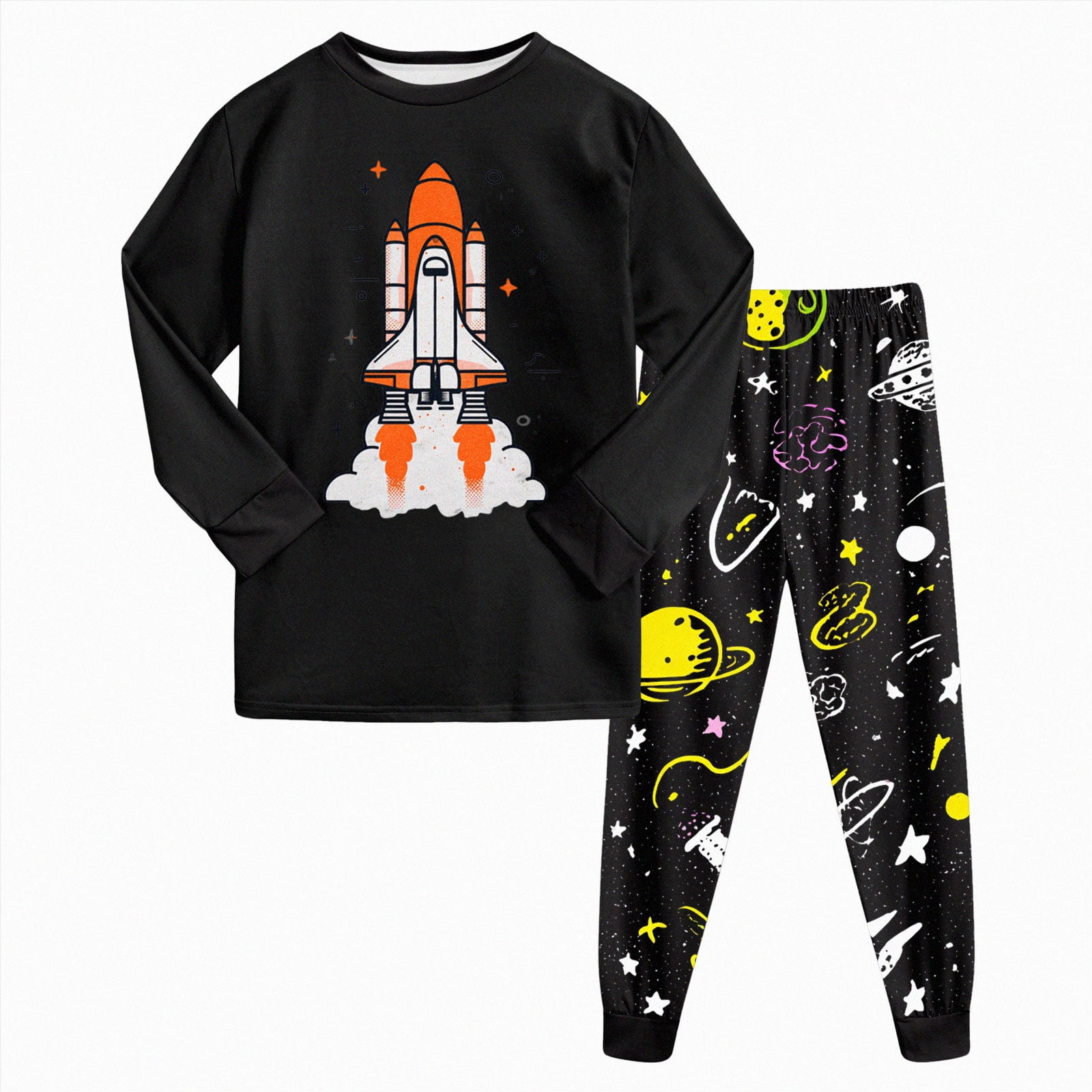CAUYDYToddler Baby Boy Long Sleeve Travel To Moon Pajama Sets Cotton 2 ...