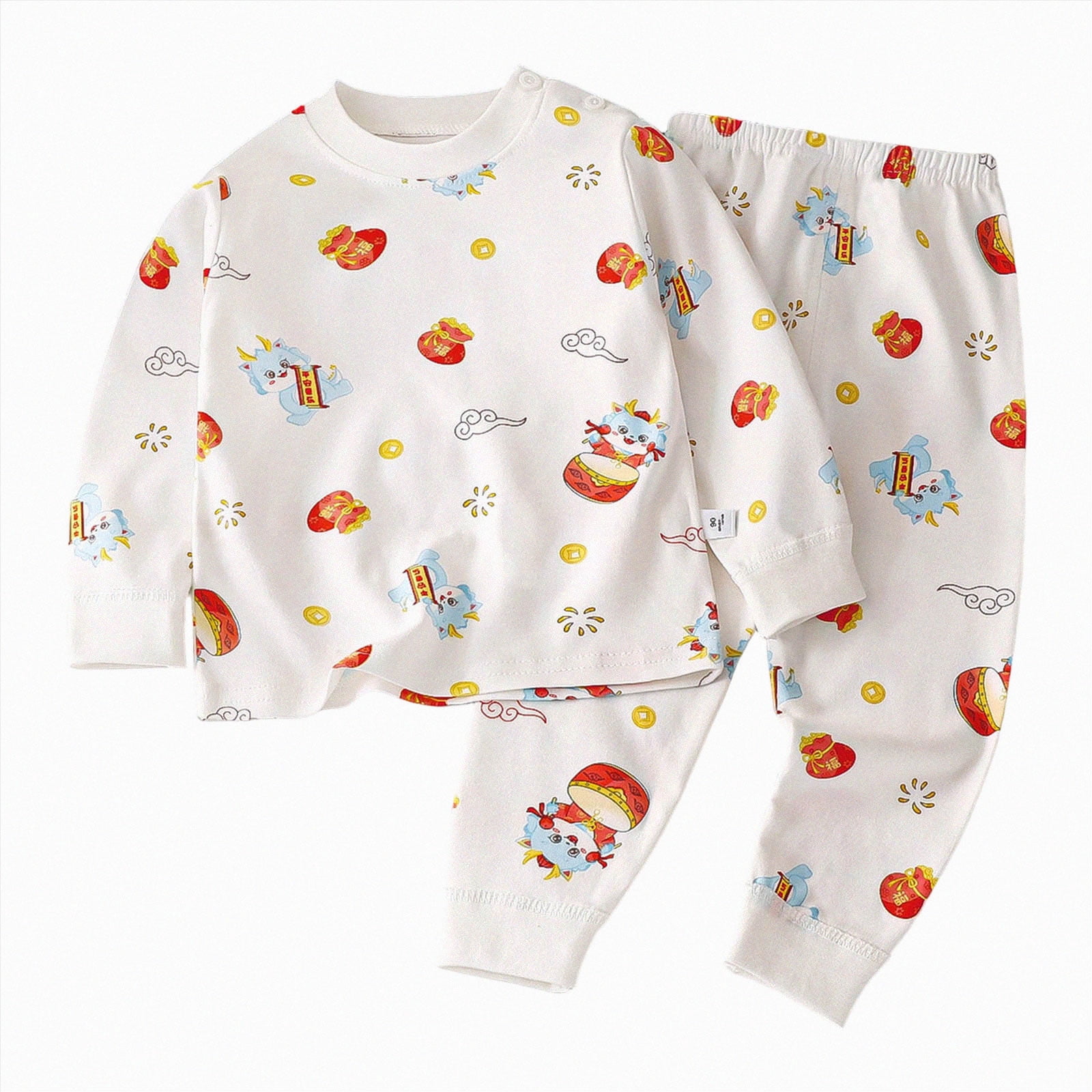 CAUYDYToddler Boy Girl Pajamas Outfit Print Long Sleeve Top Jammies ...