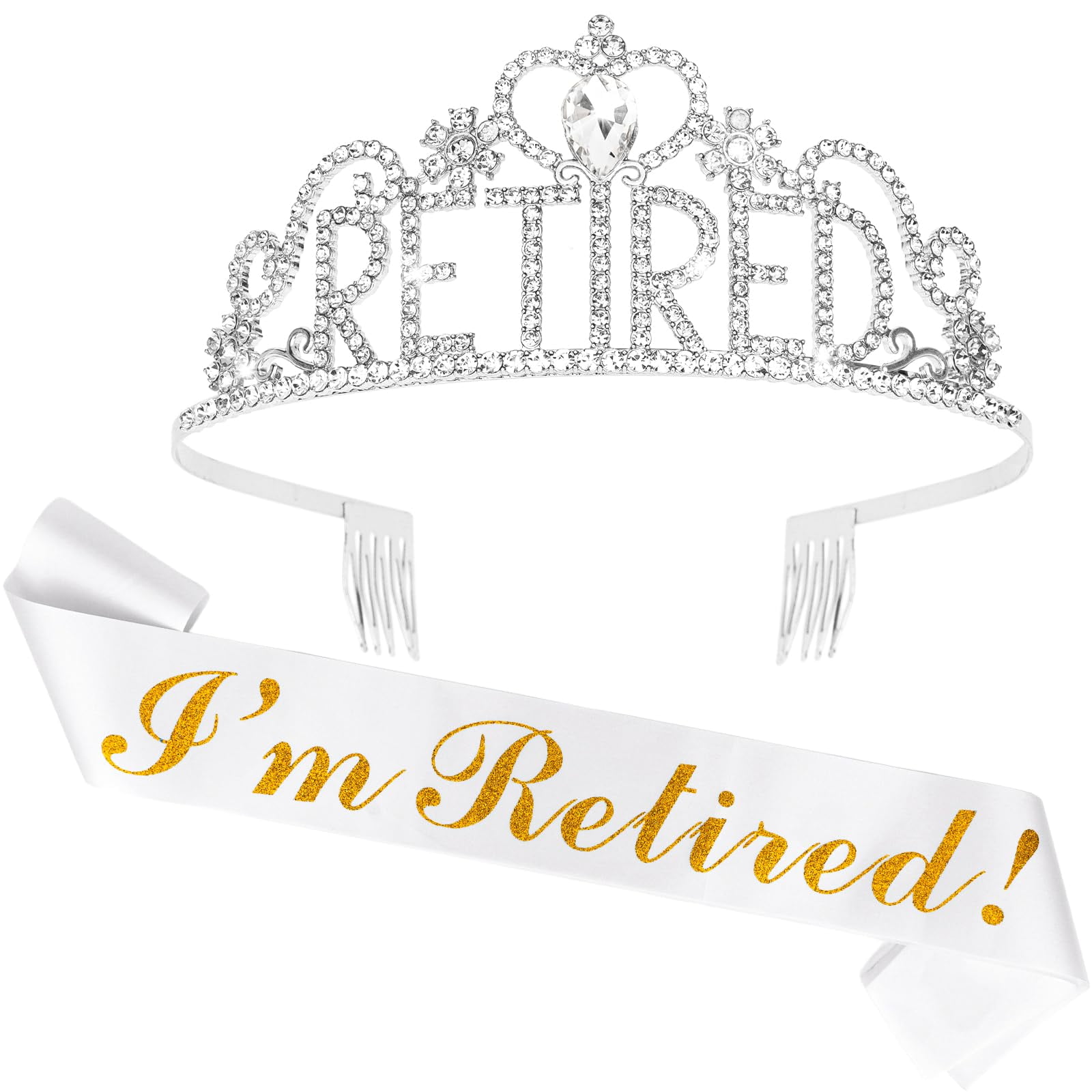 CAVETEE TMH1 Retirement Tiara & Sash Set，Retirement Party Decorations ...