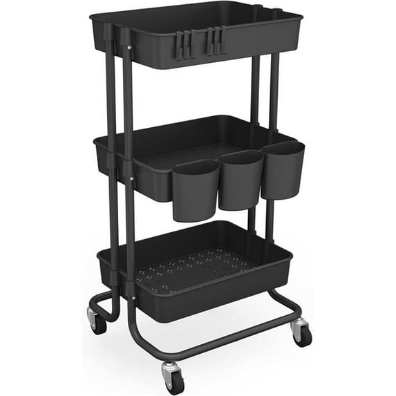 CAXXA HD-3-tiercart CAXXA 3-Tier Rolling Storage Organizer with 3 Small ...