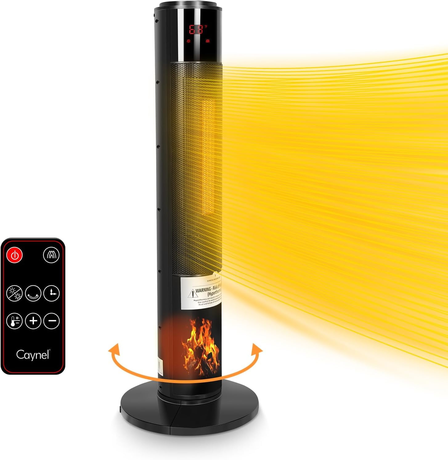 CAYNEL Tower Ceramic & Flame Heater with 3D Flame and Oscillation ...