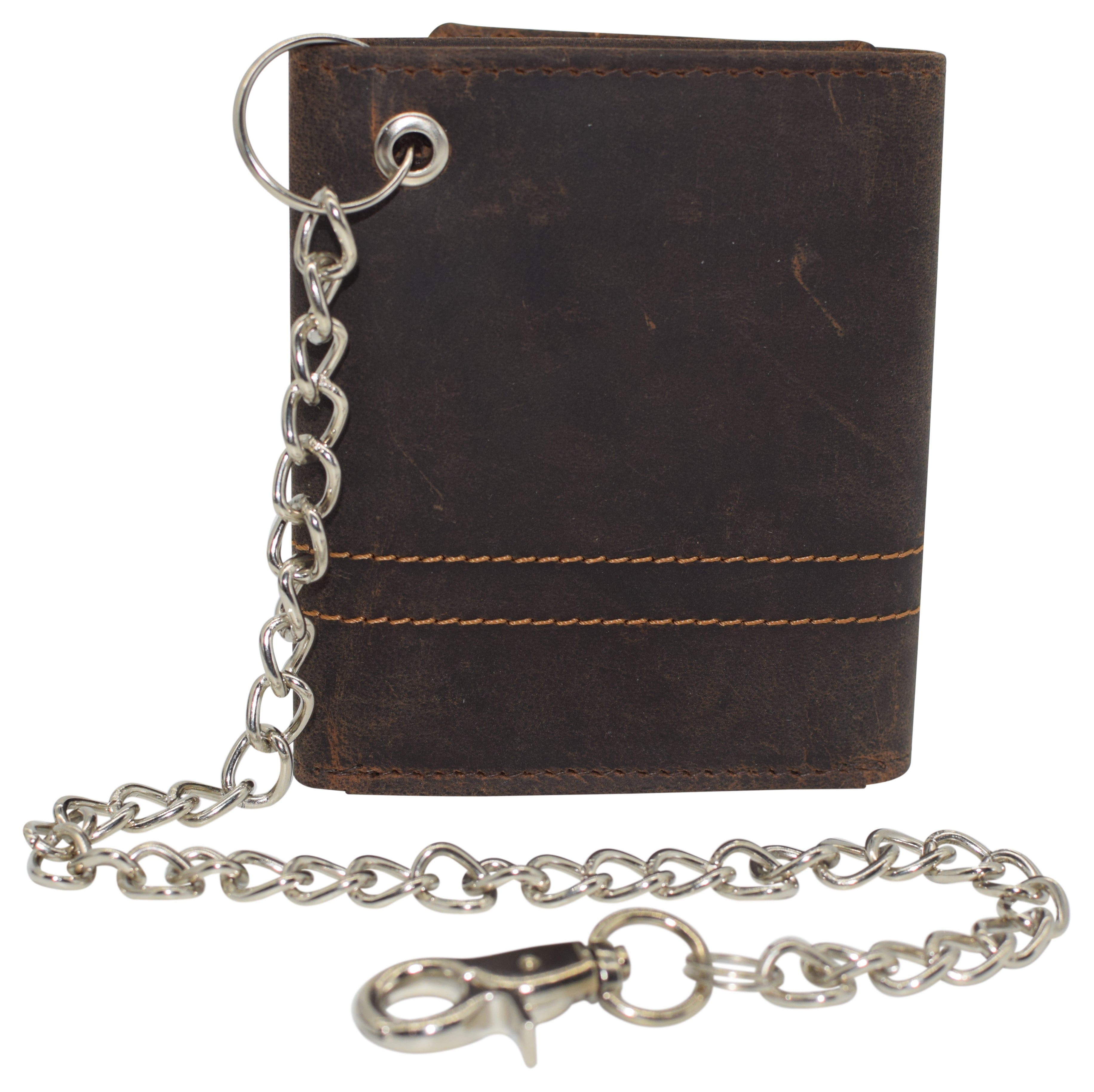 CAZORO Men's RFID Blocking Chain Biker Vintage Genuine Leather Classic ...