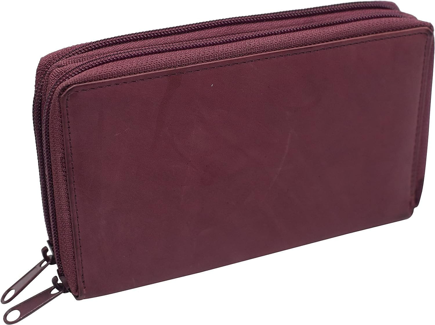 CAZORO RFID Blocking Genuine Leather Zip Around Large Wallet for Women ...