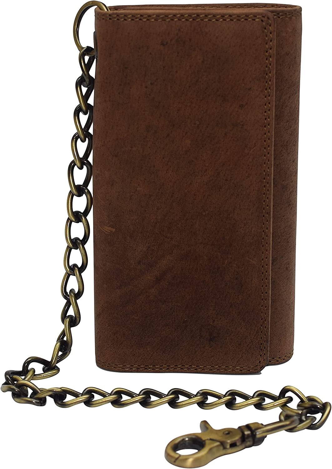 CAZORO USA Motorcycle Chain Wallet for Men 100% Natural Genuine Leather ...