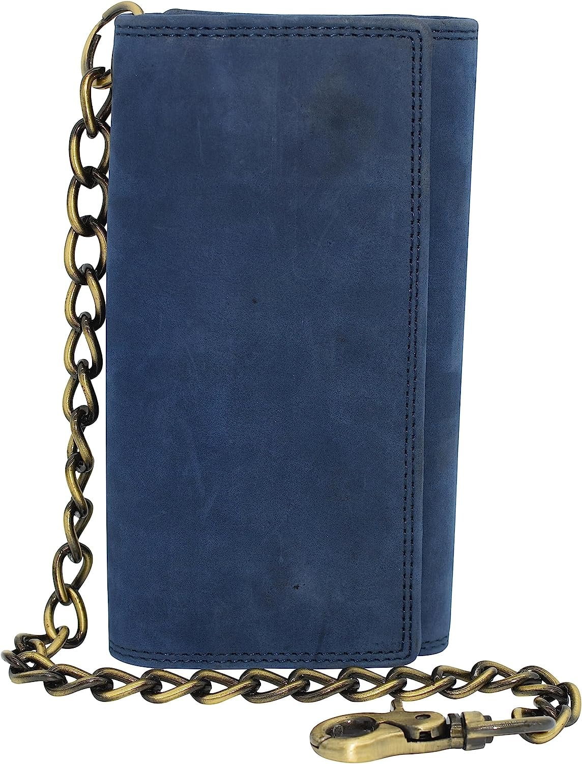 CAZORO USA Motorcycle Chain Wallet for Men 100% Natural Genuine Leather ...