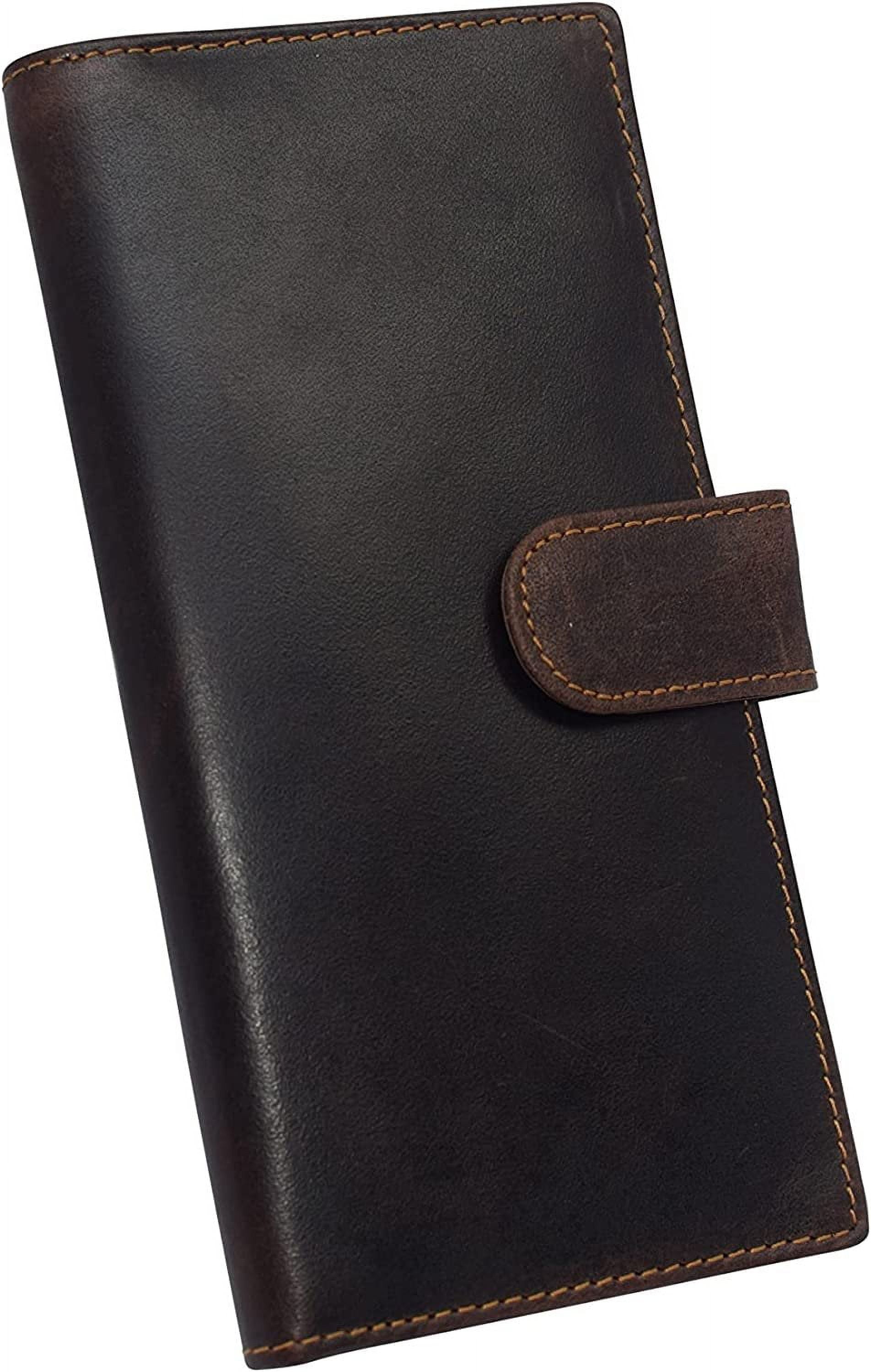 CAZORO Vintage Genuine Leather RFID Checkbook Cover Wallet with Snap ...