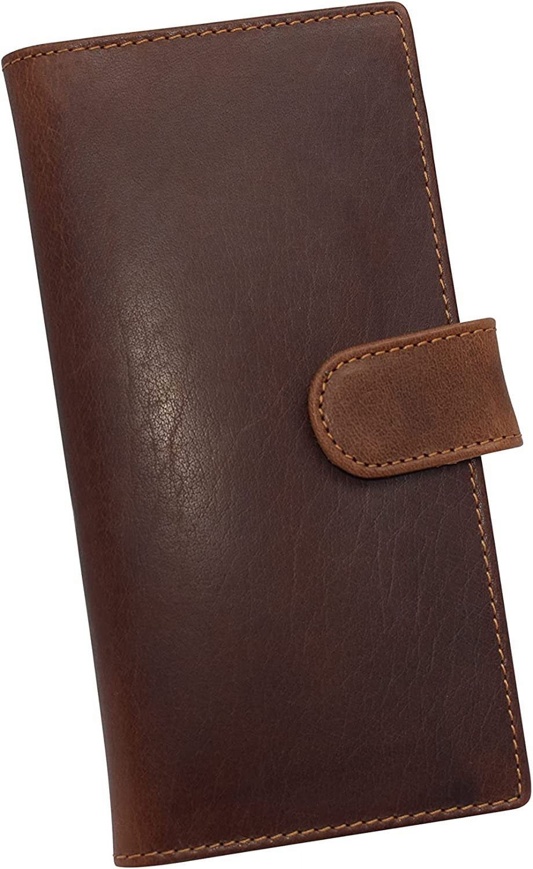 CAZORO Vintage Genuine Leather RFID Checkbook Cover Wallet with Snap ...