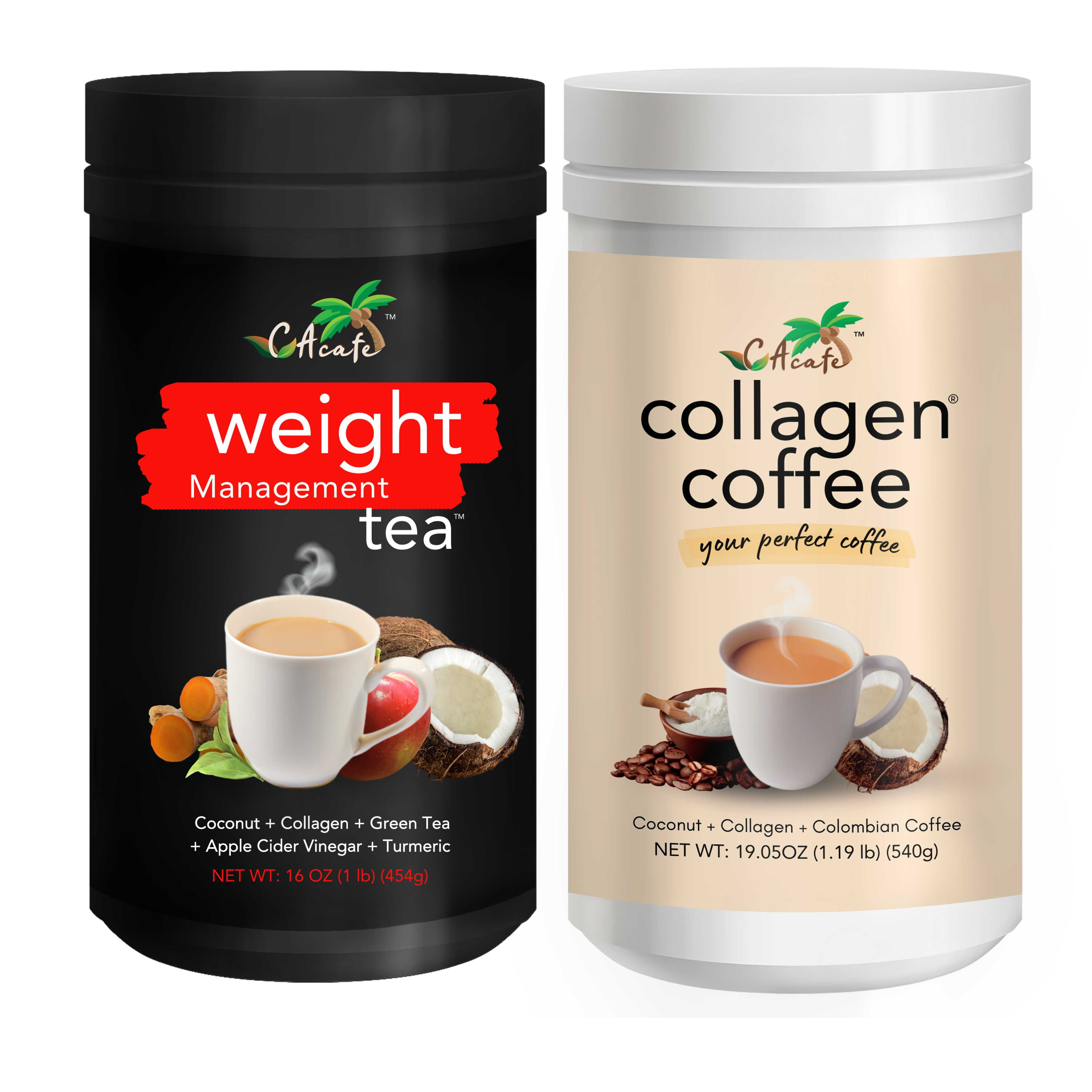 CAcafe Collagen Coffee and Weight Management Tea Variety 2-Pack ...