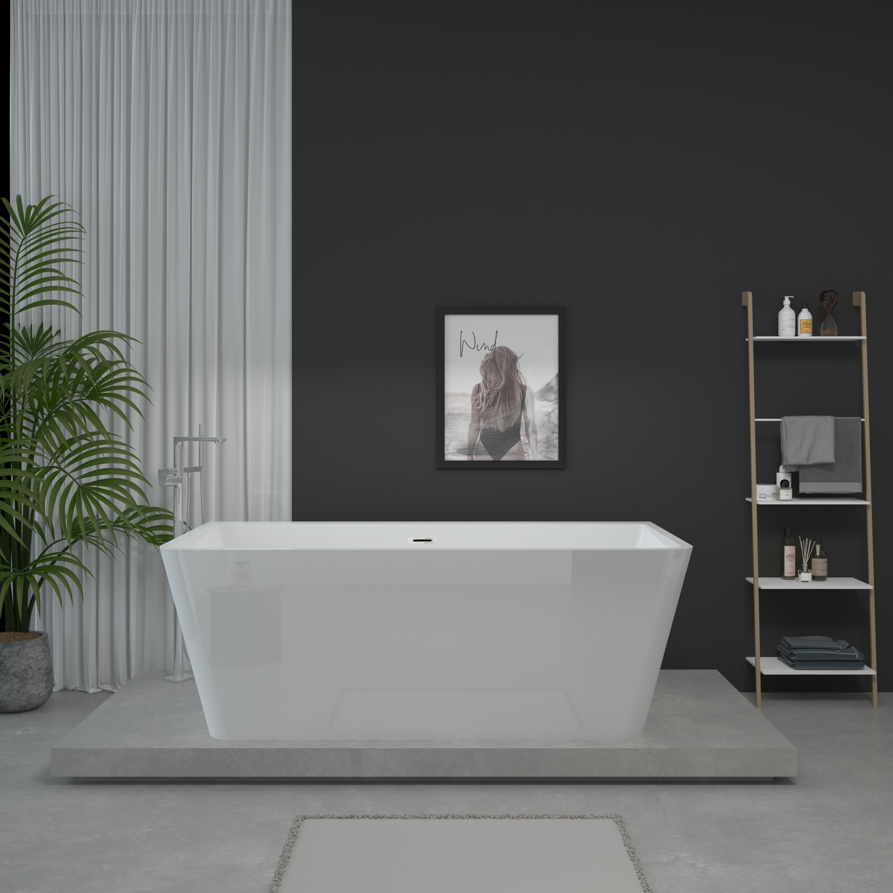 CB HOME 62''X29.5'' Freestanding Tub, Soaking Bathtub, Bright Square ...