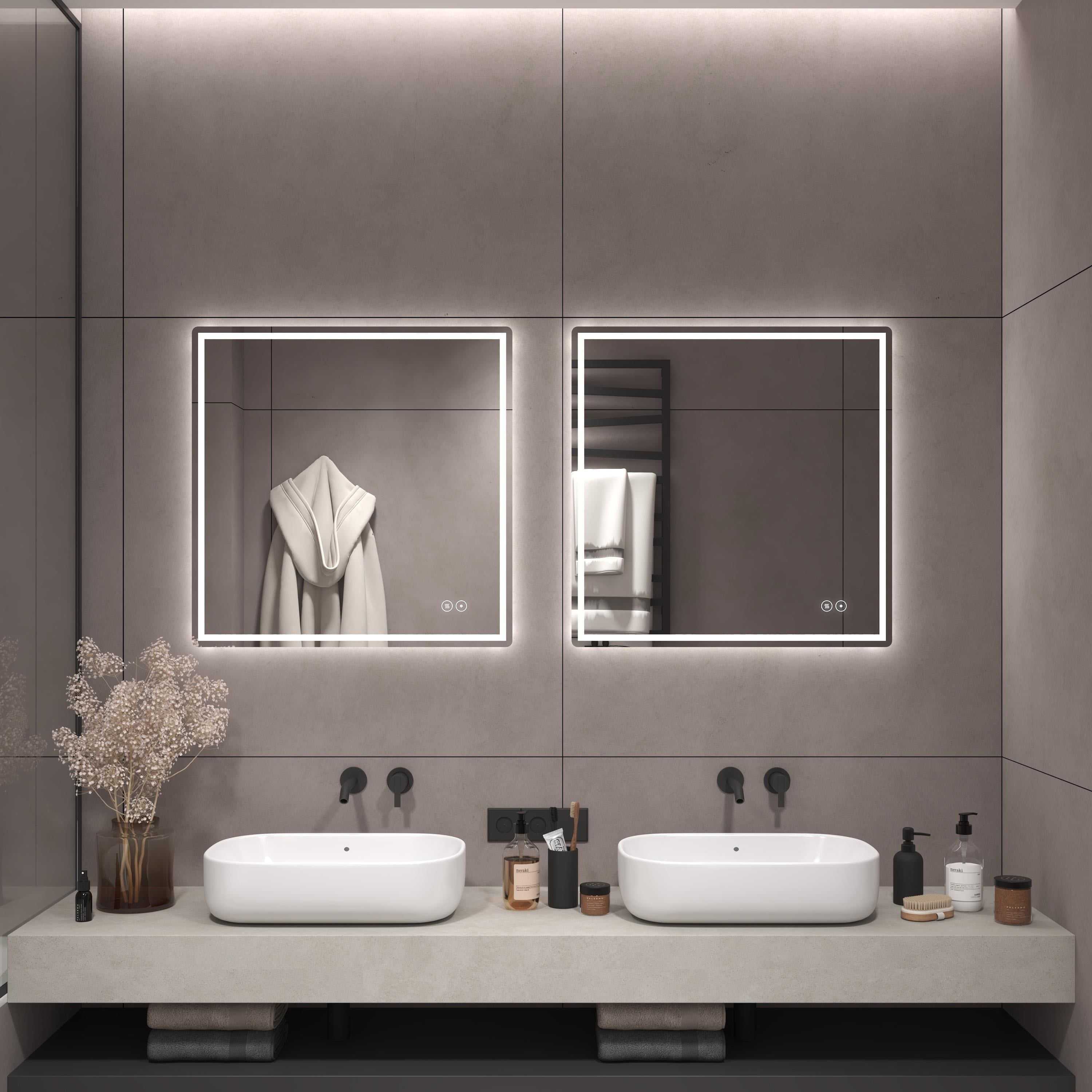 CB HOME LED Bathroom Mirror, Lighted Wall Mounted Mirror, Frameless ...