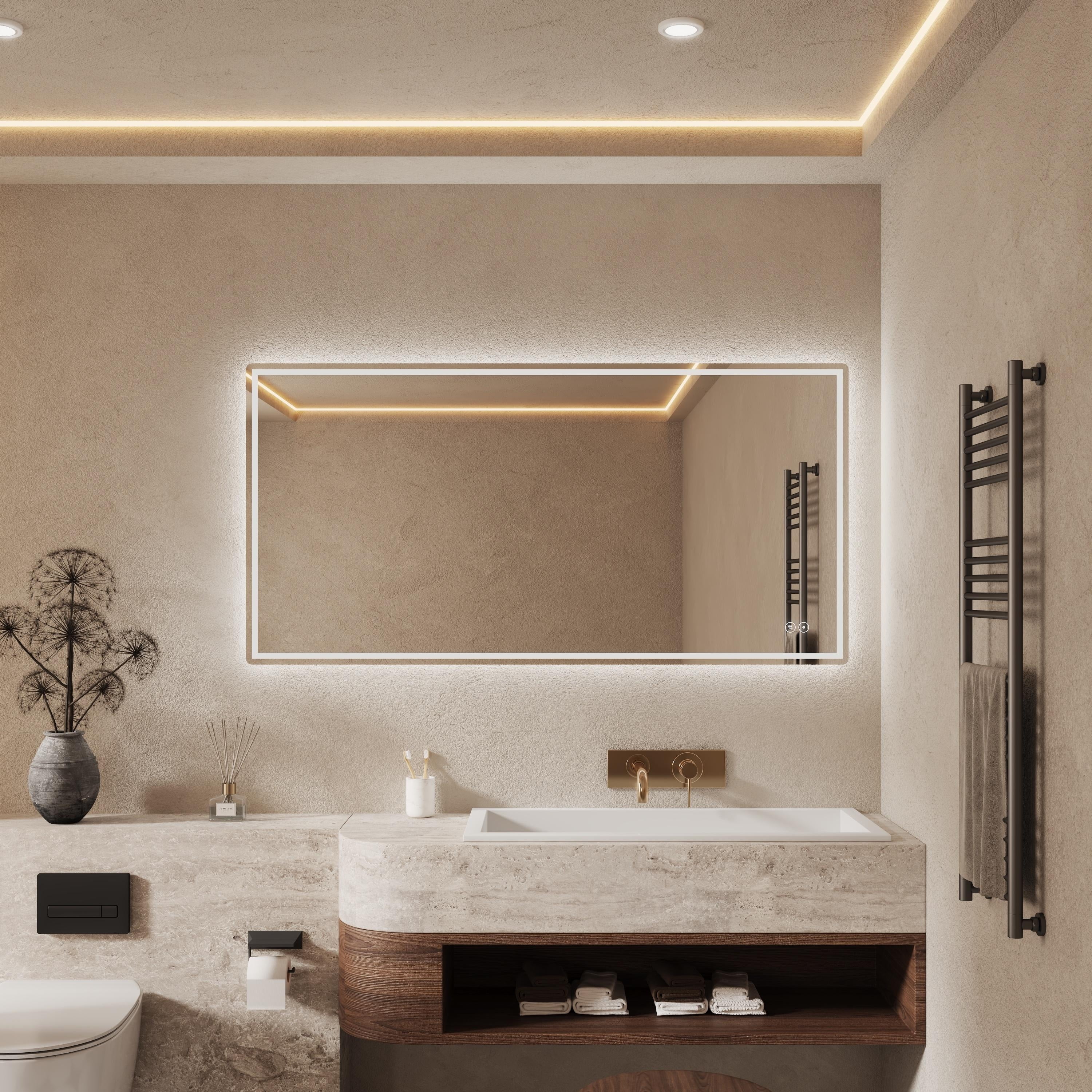 CB HOME LED Bathroom Mirror, Lighted Wall Mounted Mirror, Frameless ...