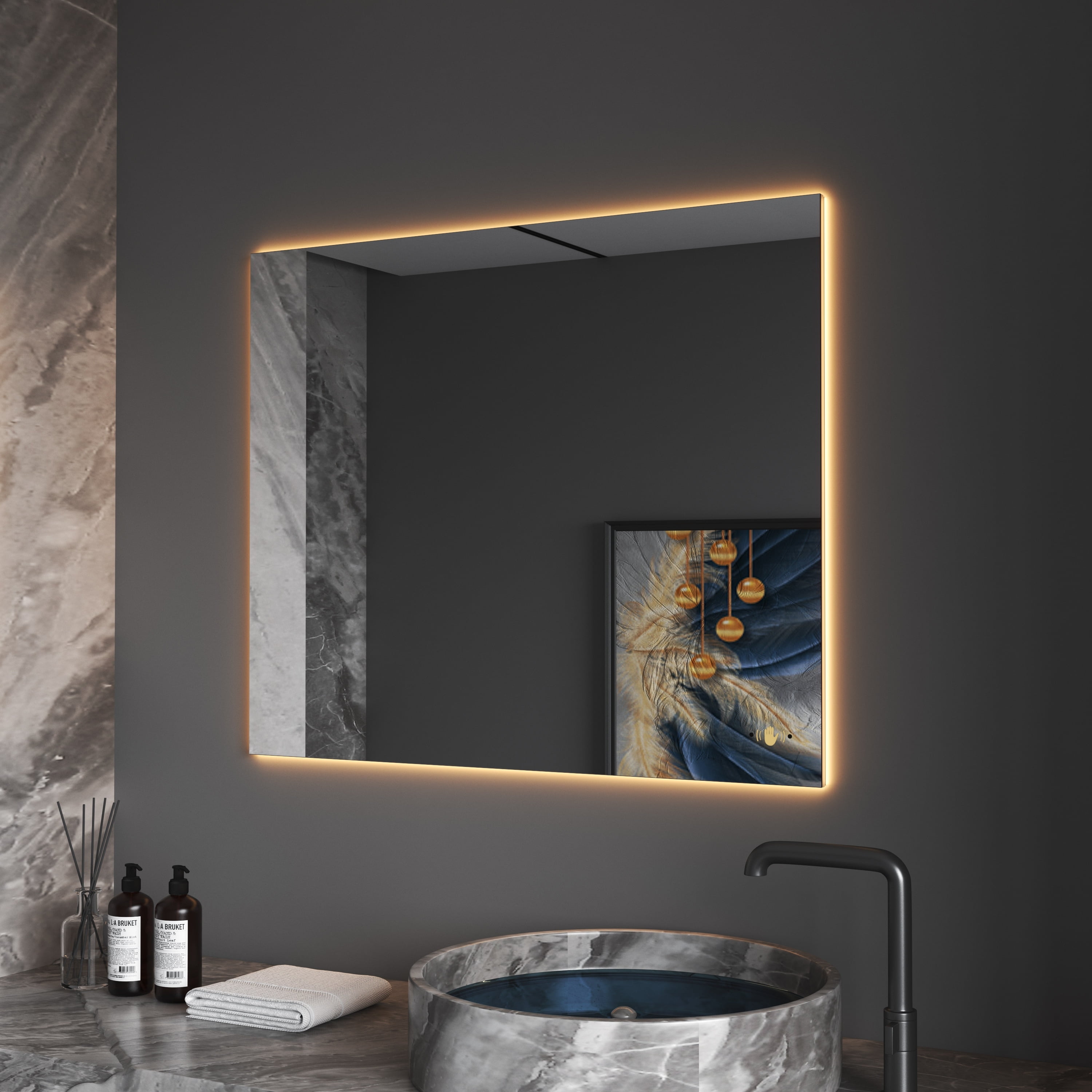 CB HOME LED Bathroom Vanity Mirror, Lighted Wall Mounted Mirror, Hand ...