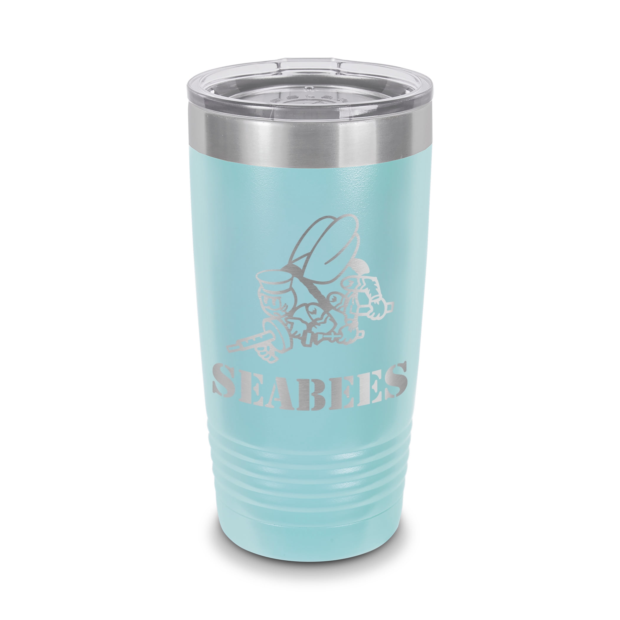 CB Seabees Tumbler 20 oz - Laser Engraved with Clear Lid - Polar Camel ...
