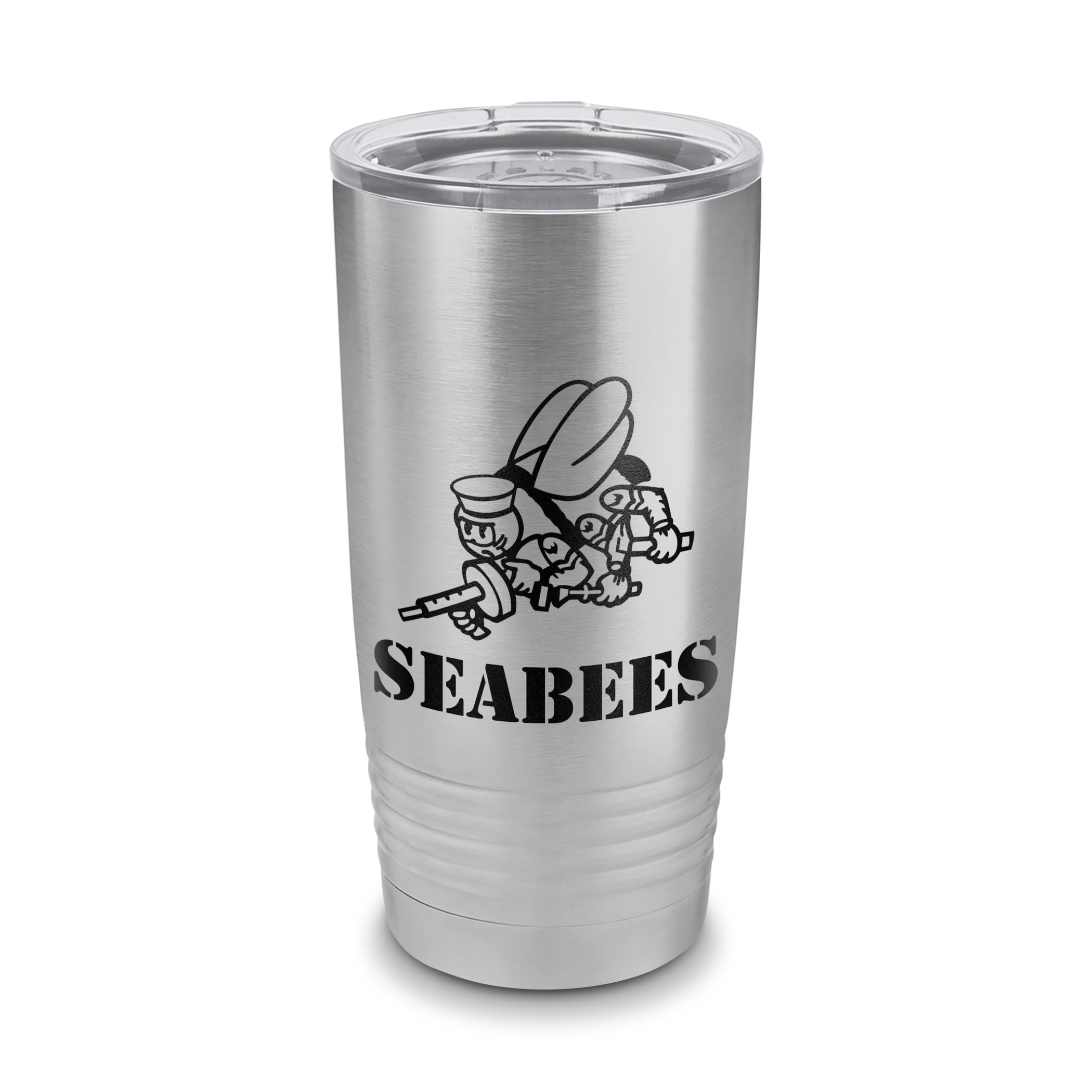 CB Seabees Tumbler 20 oz - Laser Engraved with Clear Lid - Polar Camel ...