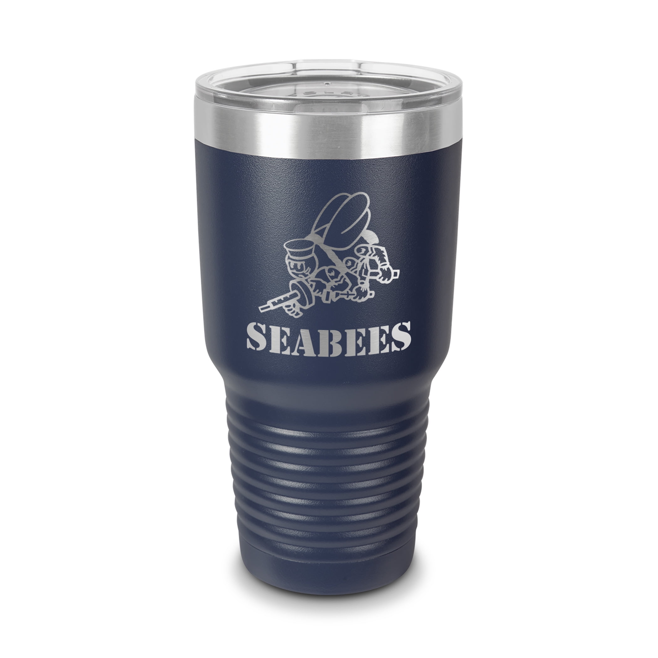 CB Seabees Tumbler 30 oz - Laser Engraved with Clear Lid - Polar Camel ...