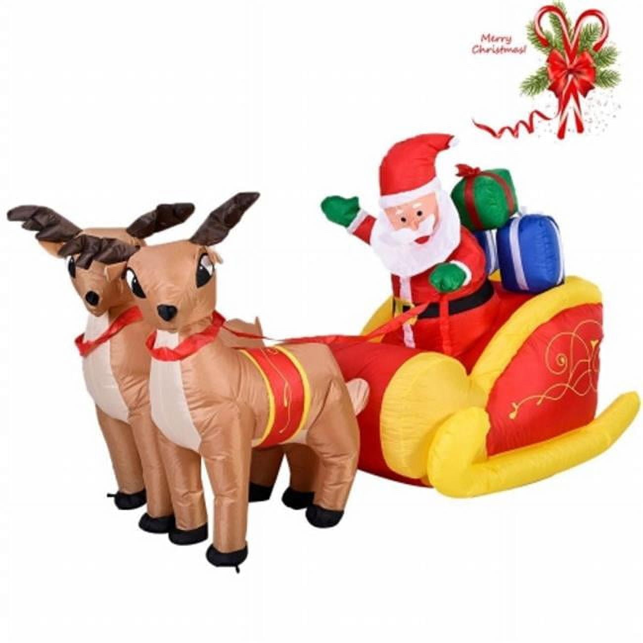 CB16656 7 ft. Outdoor Waterproof Inflatable Double Deer with Sled ...