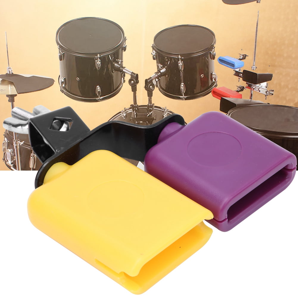CB30 Yellow and Purple Square Wooden Fish Cow Bell High and Low Pitch ...