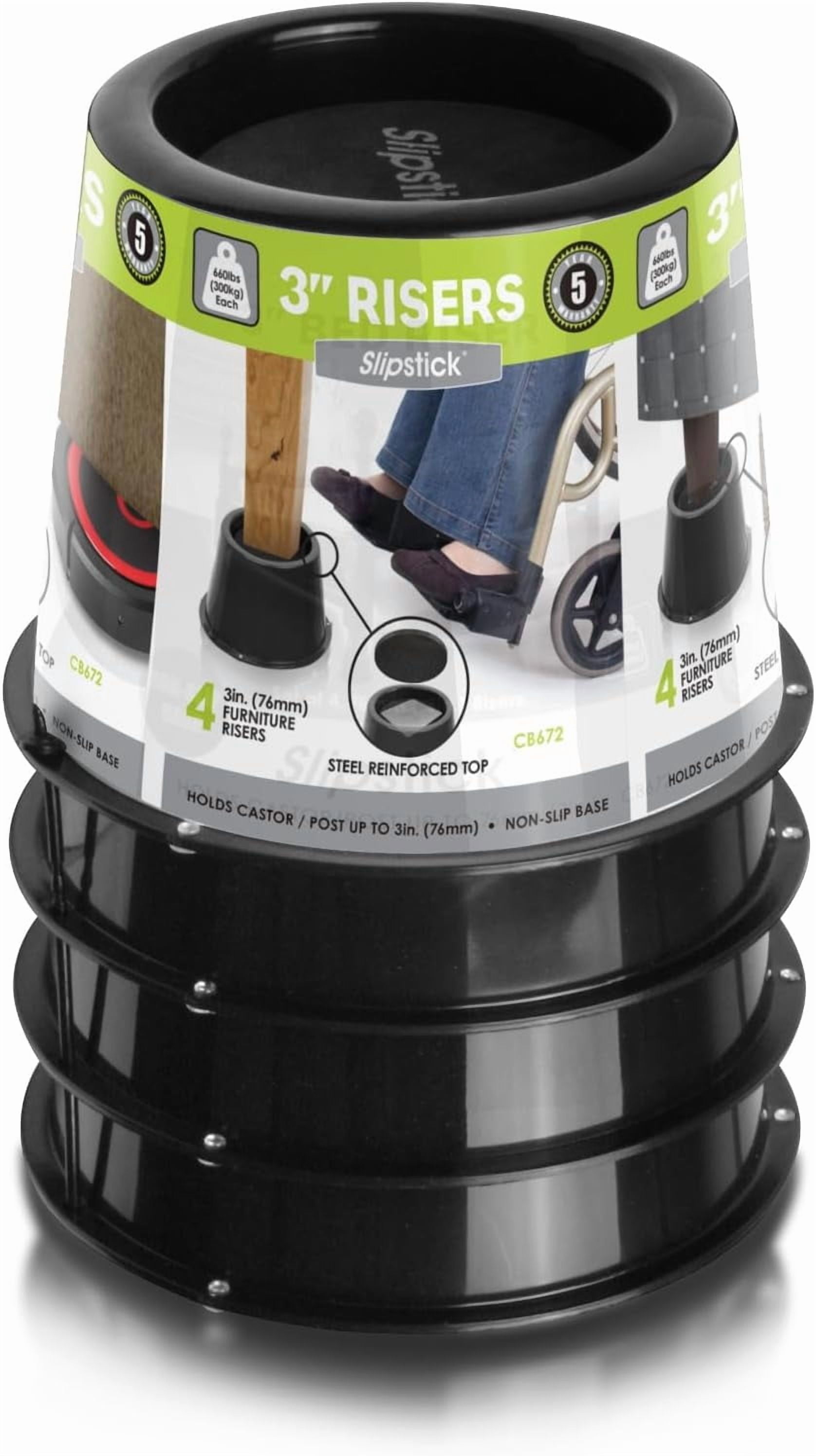 CB672 Premium 3 Inch Bed Risers/Furniture Raisers with Steel Reinforced ...
