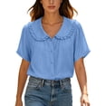 CBASIHI Womens Cotton Linen Button Down Shirts- Peter Pan Collar Casual ...