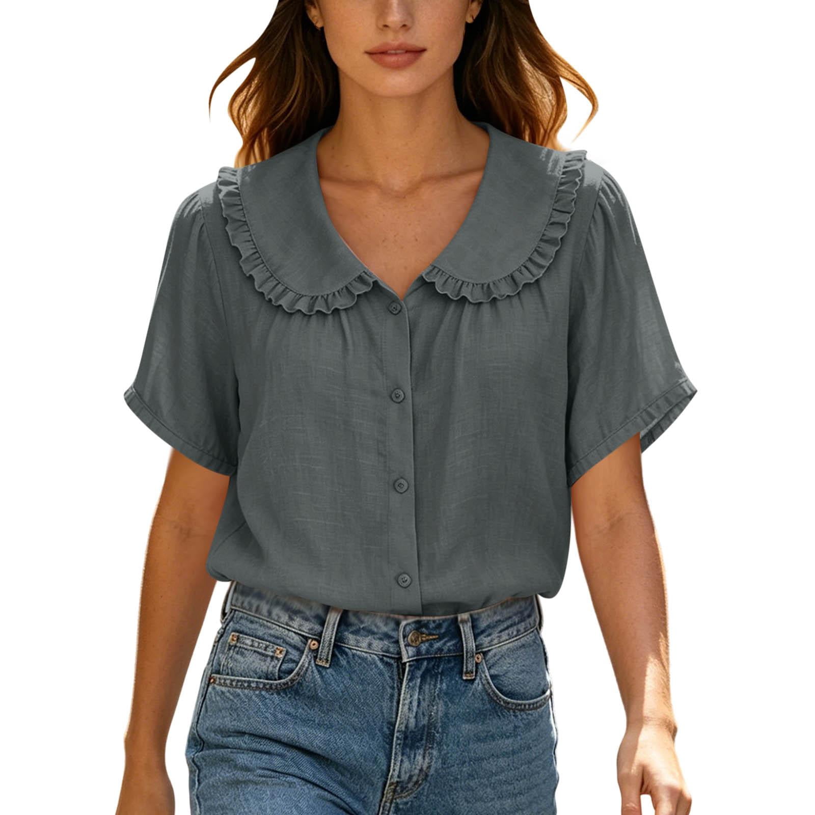 CBASIHI Womens Cotton Linen Button Down Shirts- Summer Casual Vintage ...