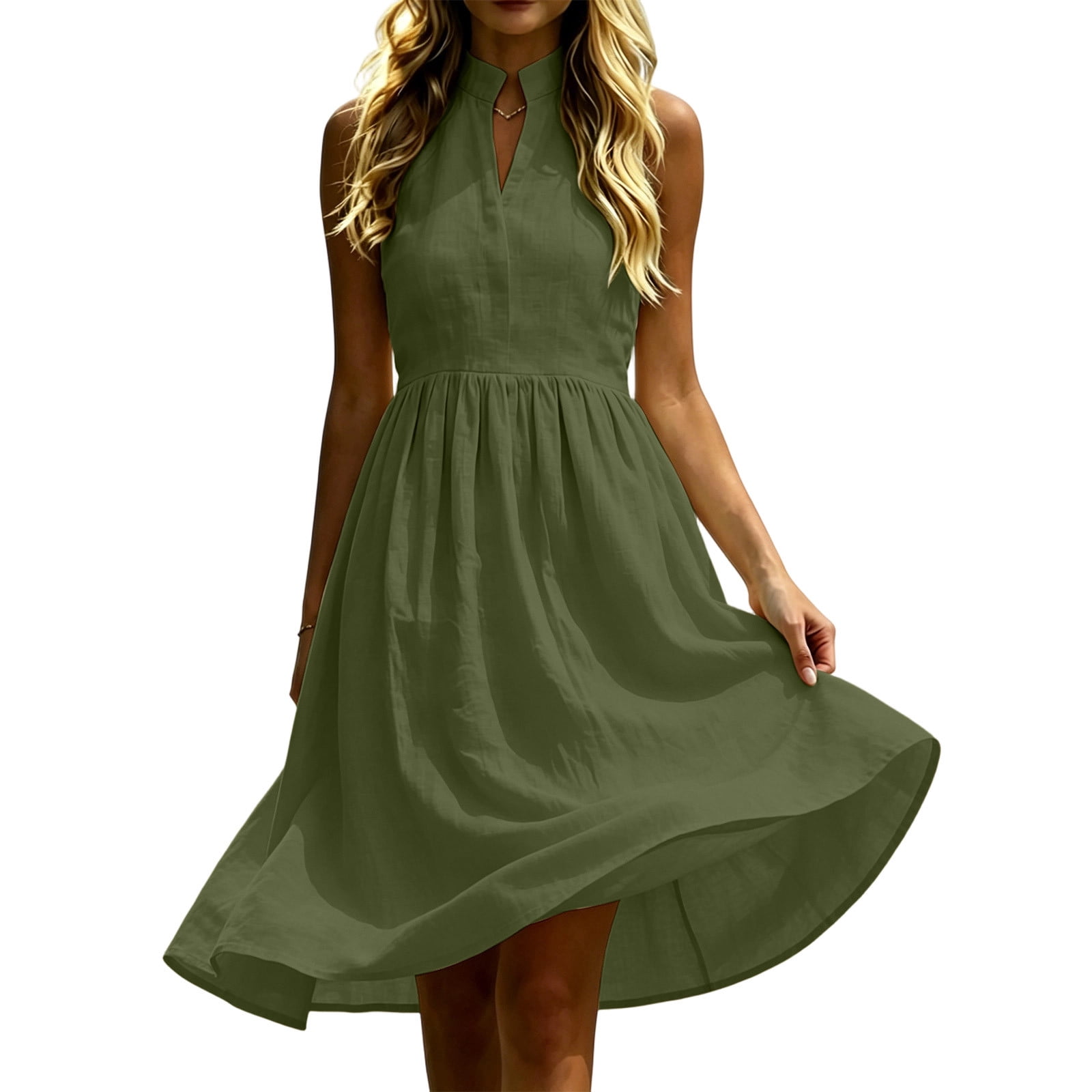 CBASIHI Womens Keyhole Neck Cotton Maxi Dresses- Summer Beach Vacation ...
