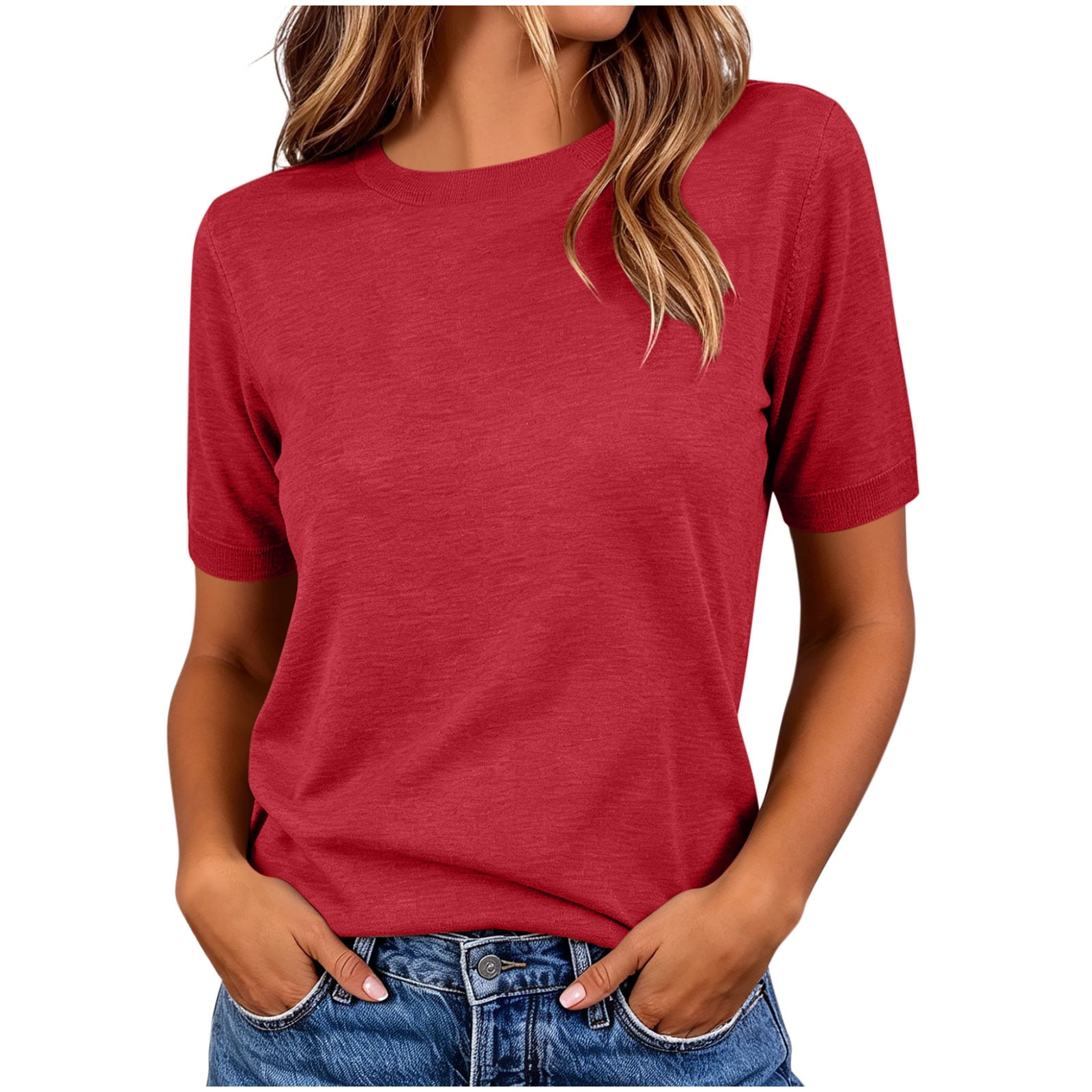 CBASIHI Womens Knit Short Sleeve T Shirts- Lightweight Summer Casual ...