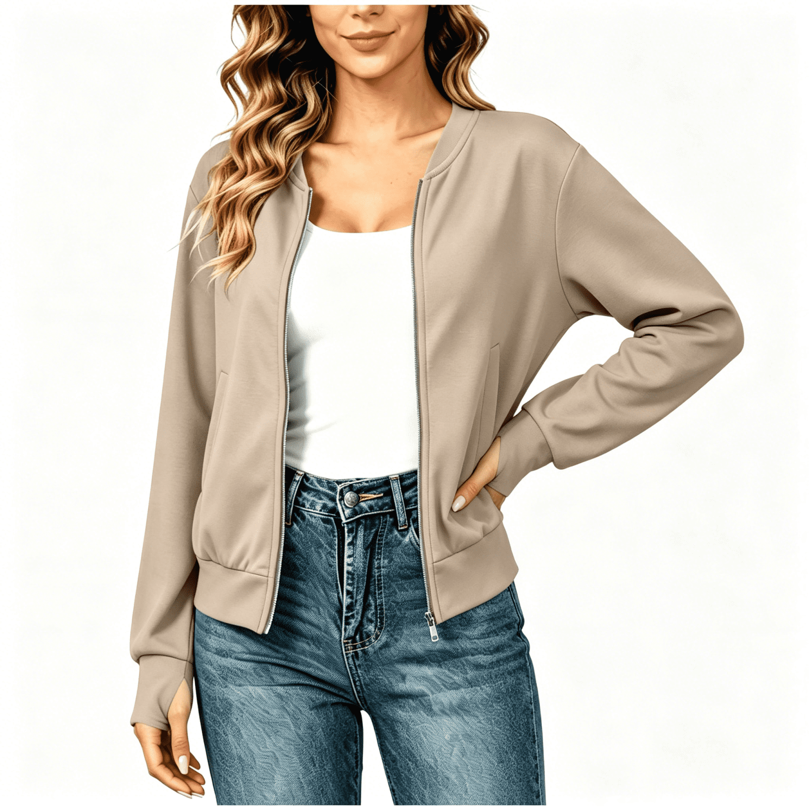 CBASIHI Womens Lightweight Workout Jackets with Pockets- Fashion Casual ...